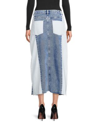 Driftwood Sara Colorblock Midi Denim Skirt on SALE | Saks OFF 5TH
