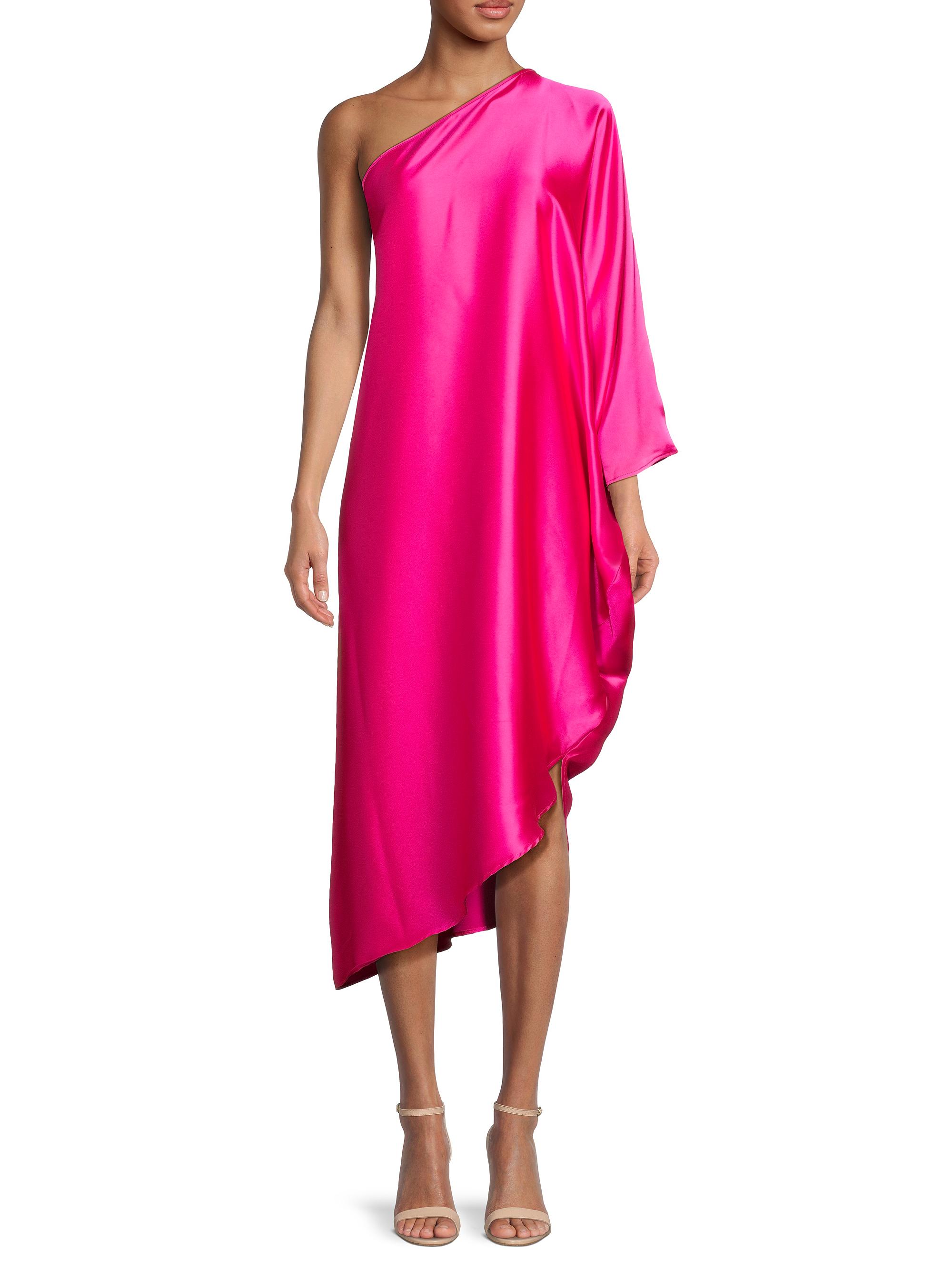 Click here for Renee C. Womens One Shoulder Satin Midi-Dress - Fu... prices