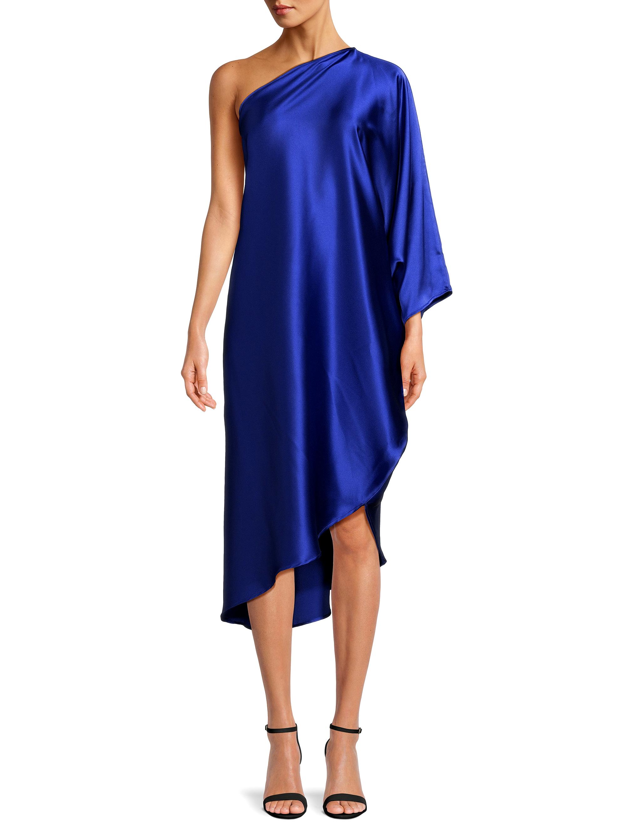 Click here for Renee C. Womens One Shoulder Satin Midi-Dress - Ro... prices