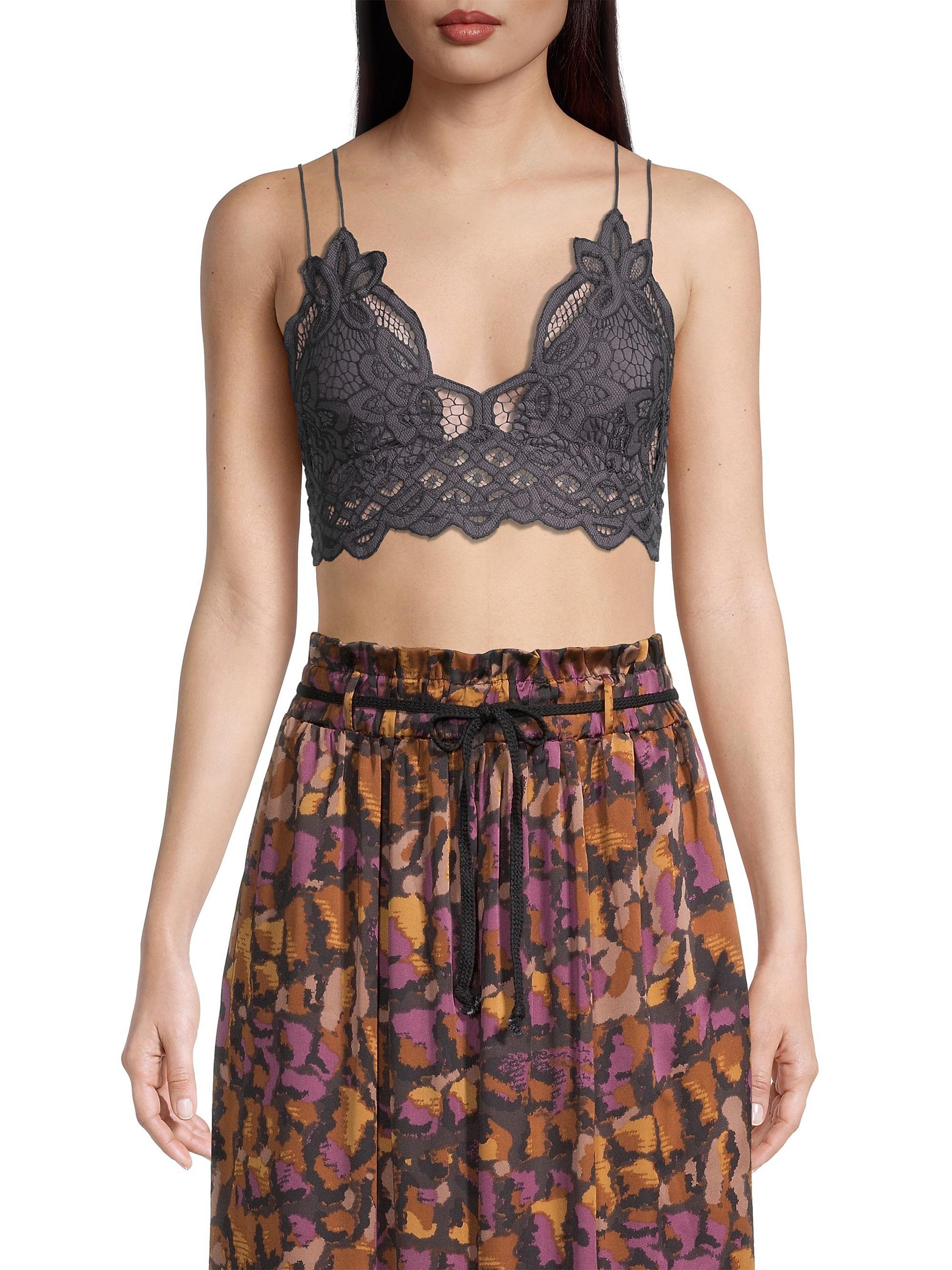 Click here for Free People Womens Adella Bralette - Charcoal - Si... prices