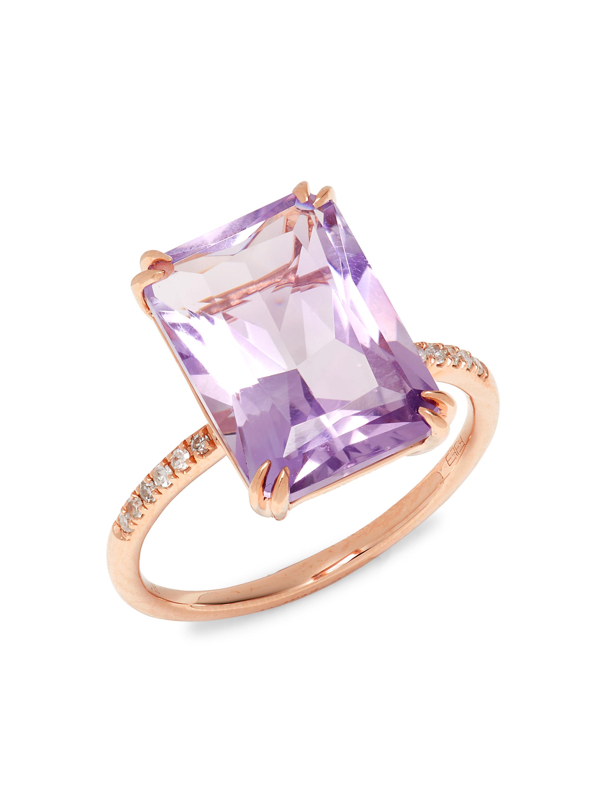 Click here for Effy Womens 14K Rose Gold  Pink Amethyst & Diamond... prices