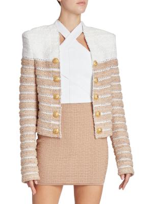 Balmain Striped Metallic Tweed Jacket on SALE | Saks OFF 5TH