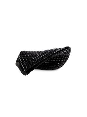 Bottega Veneta Intrecciato Patent Leather Slanted Clutch on SALE | Saks ...