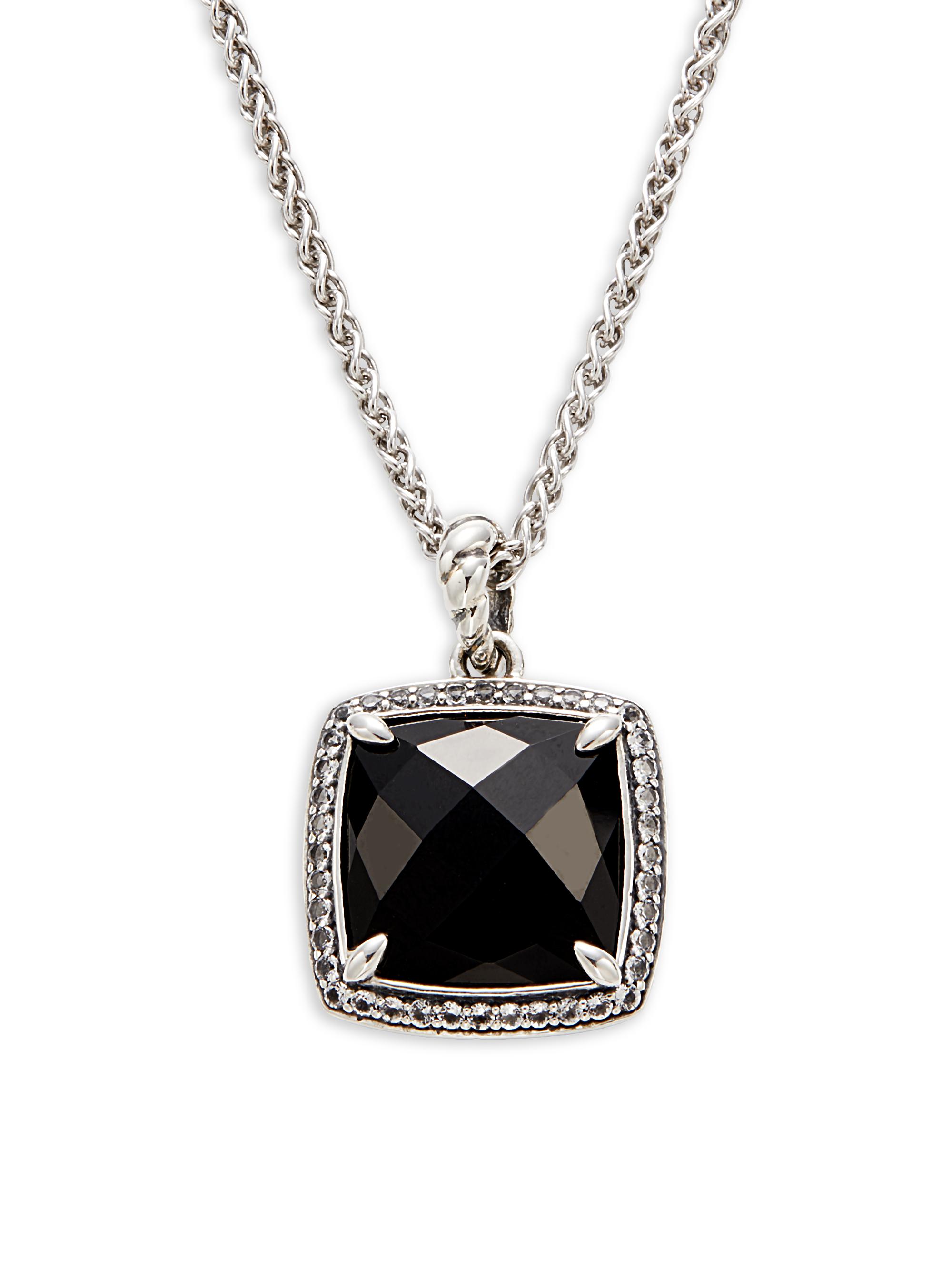 Click here for Effy Womens Sterling Silver  Onyx & White Topaz Pe... prices