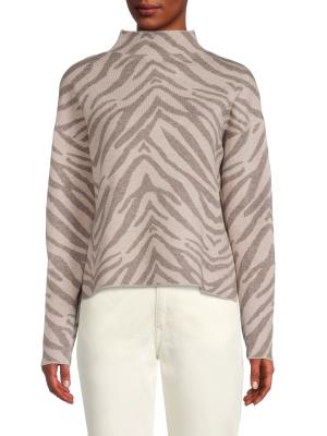 Carmen Marc Valvo Zebra Print Dropped Shoulder Sweater on SALE | Saks ...
