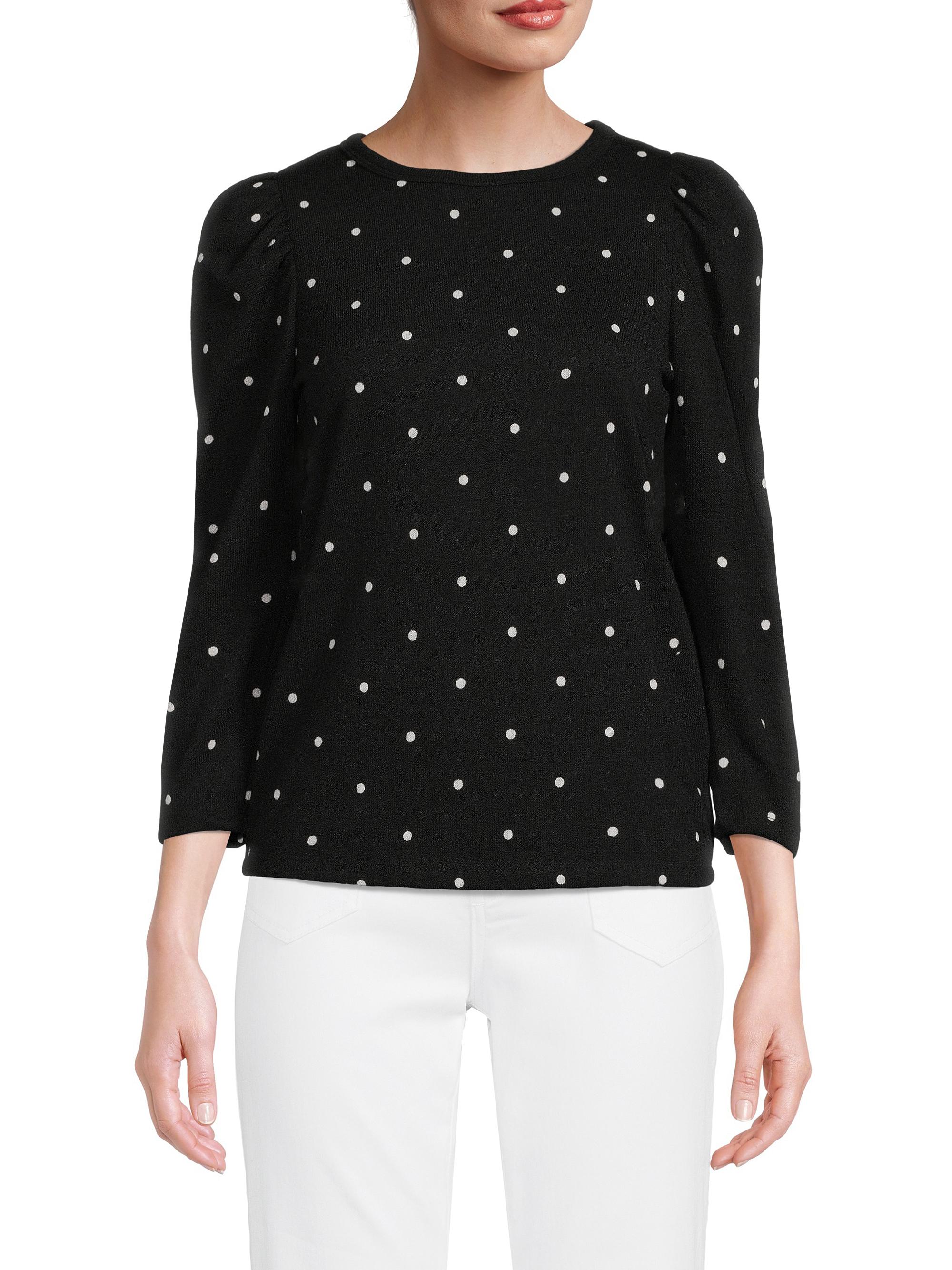 Click here for Renee C. Womens Polka Dot Top - Black - Size S prices