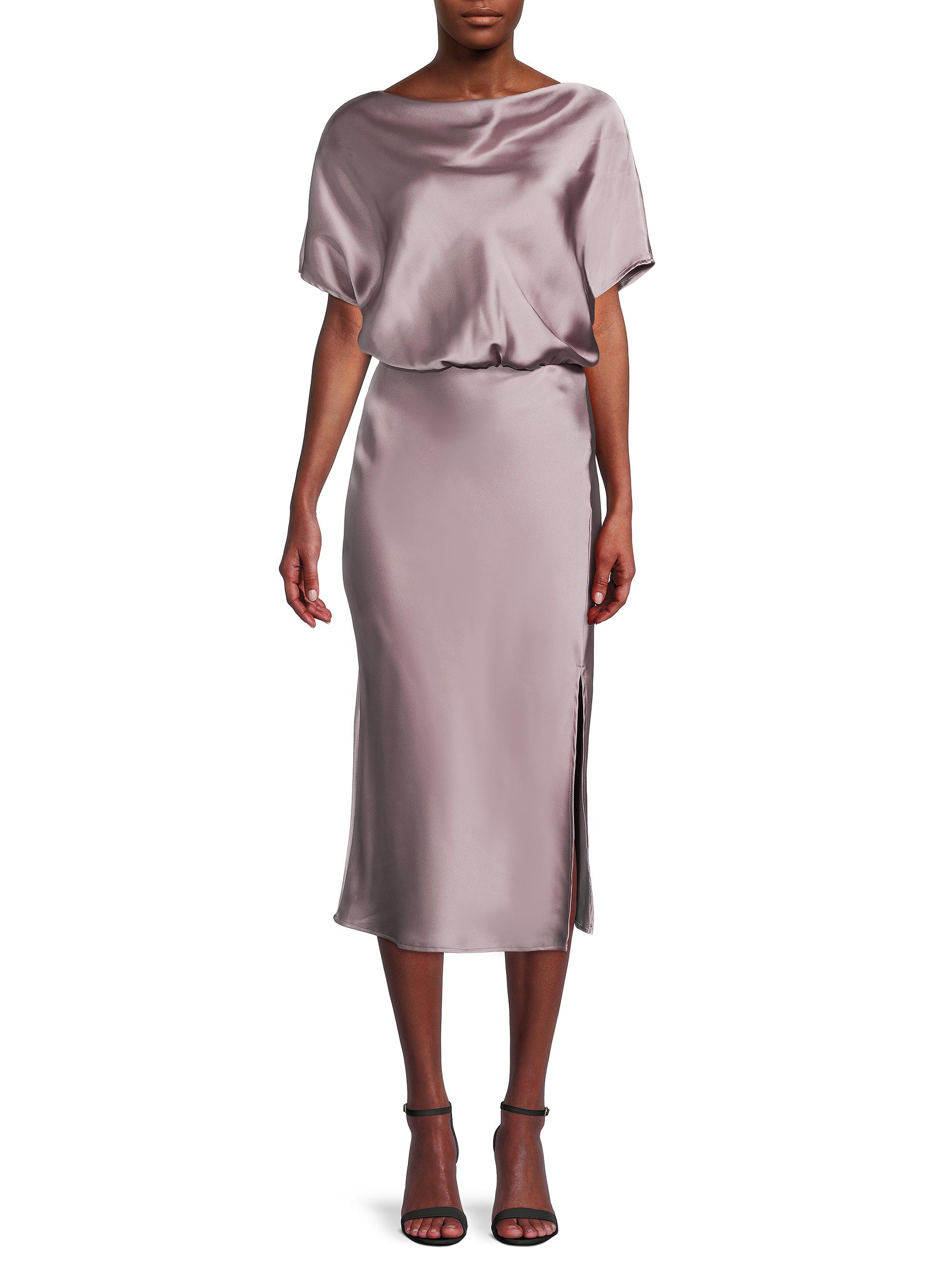 Click here for Renee C. Womens Boat Neck Satin Midi Dress - Dusty... prices
