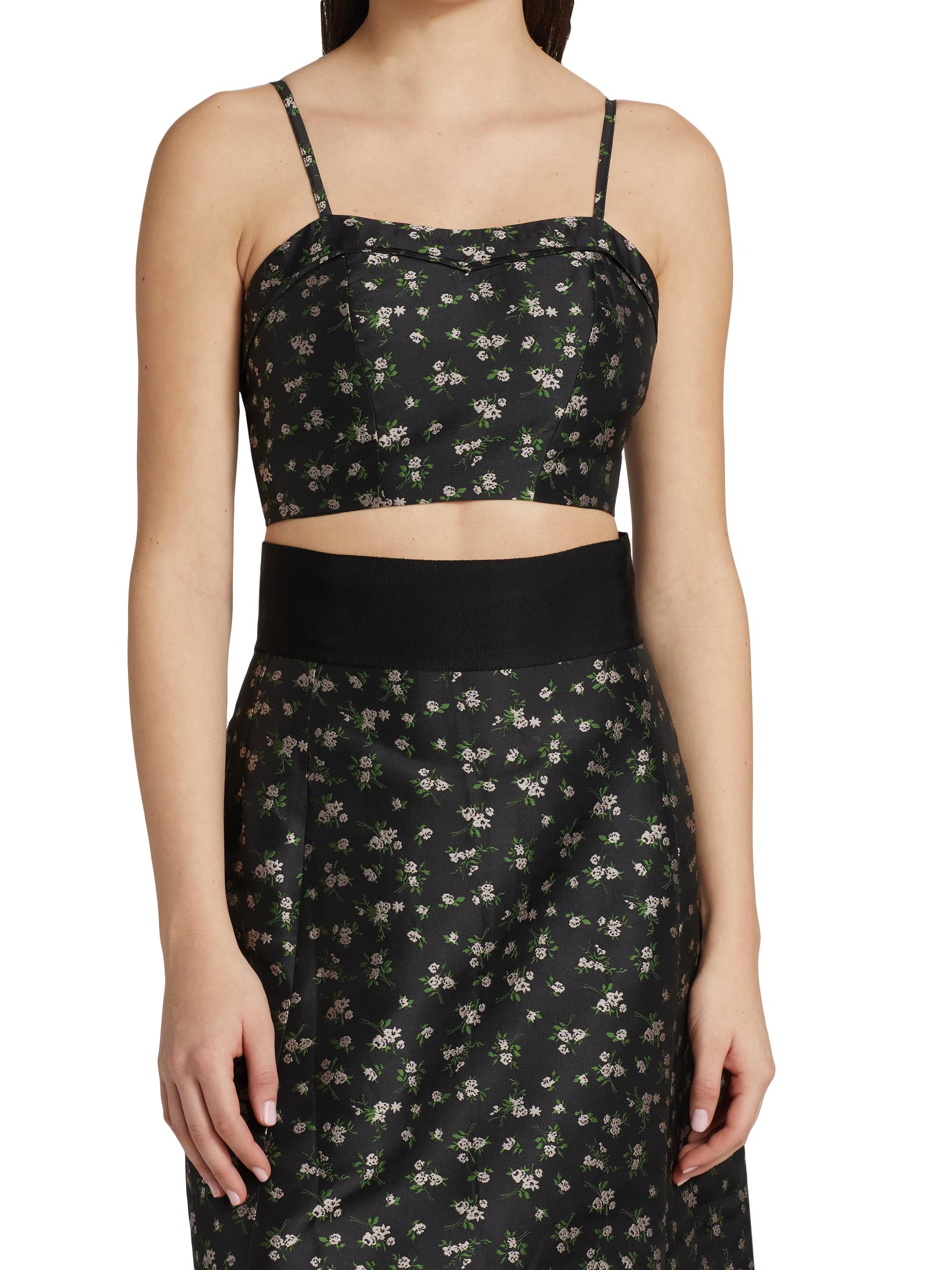 Click here for Black Iris Womens Betty Floral Crop Top - Black -... prices