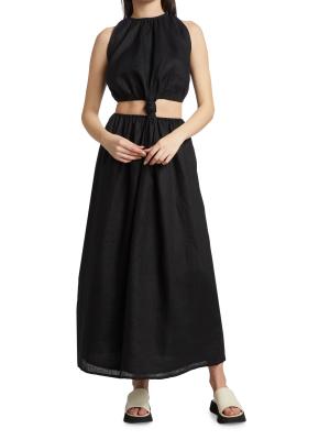 Faithfull the Brand Islas Zeta Linen Midi Dress on SALE | Saks OFF 5TH