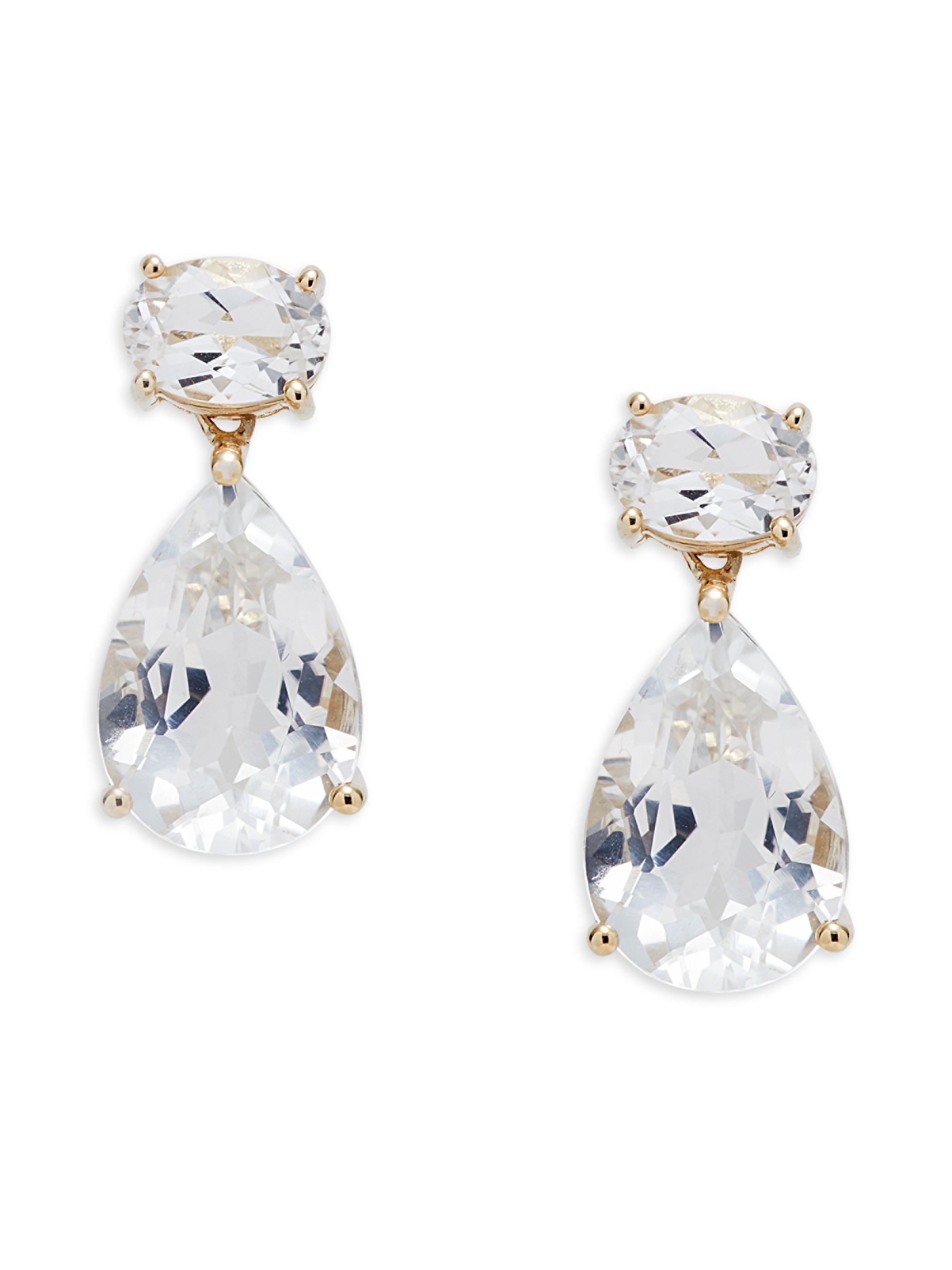 Click here for Effy Womens 14K Yellow Gold & White Topaz Drop Ear... prices