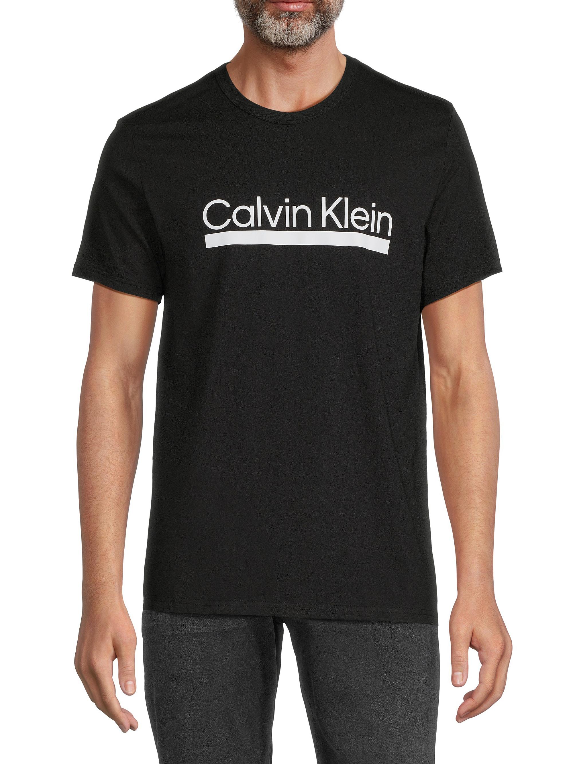 Click here for Calvin Klein Mens Logo Heathered Tee - Black - Siz... prices