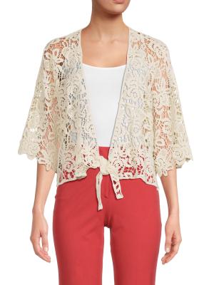 ultra pink Crochet Tie Front Shrug on SALE | Saks OFF 5TH