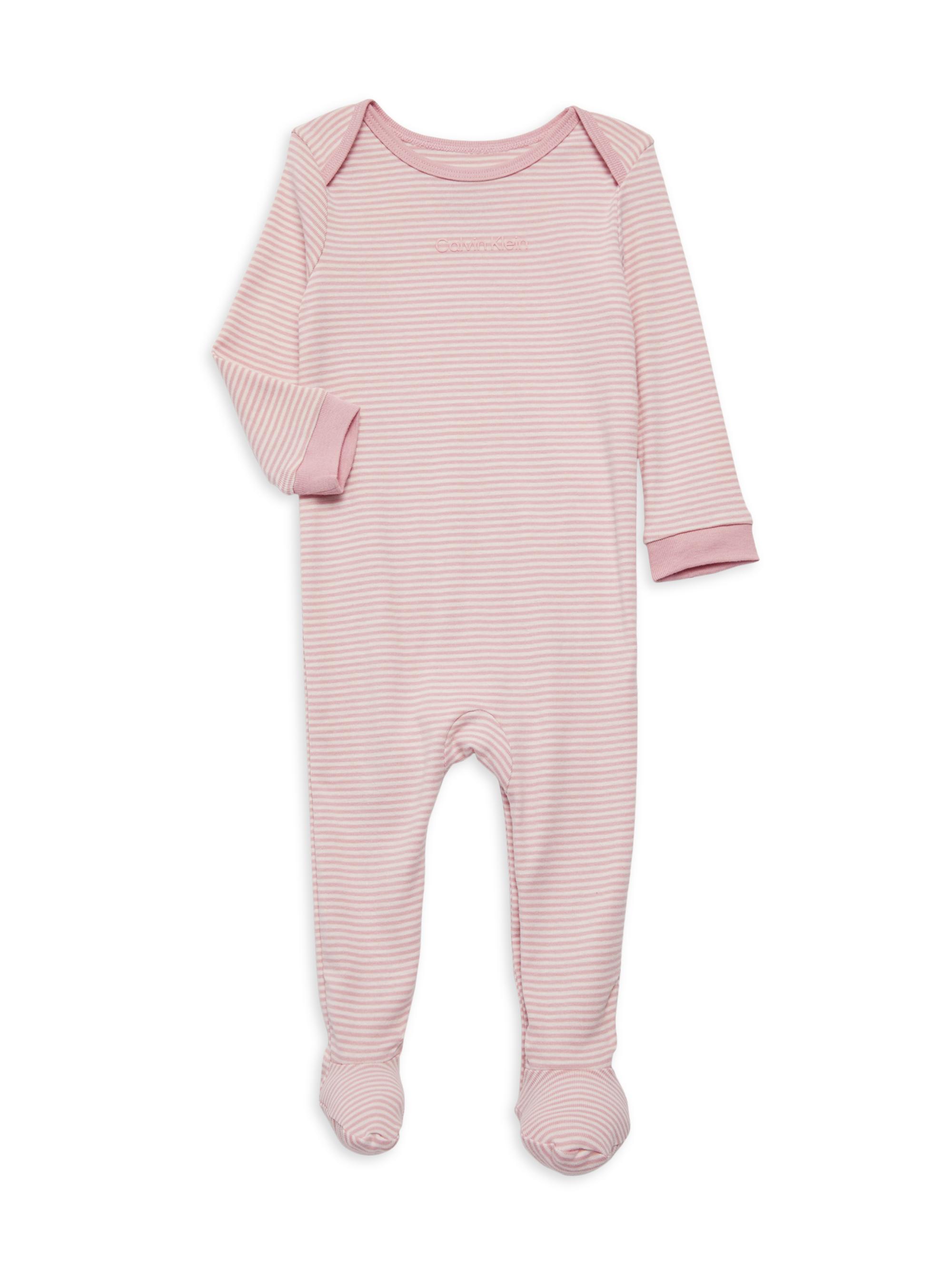 Click here for Calvin Klein Baby Girls Striped Footie - Pink - Si... prices