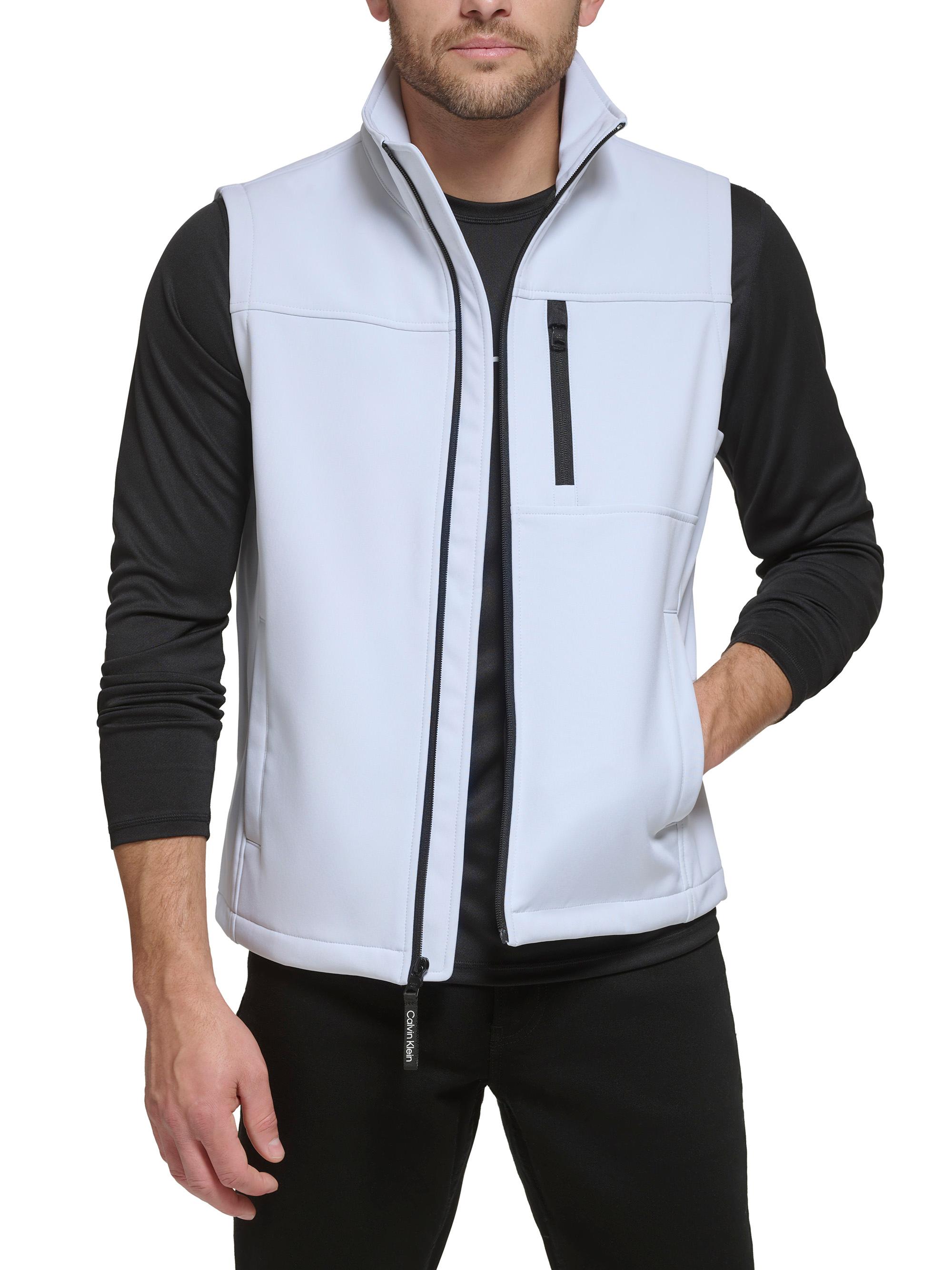 Click here for Calvin Klein Mens Mock Turtleneck Zip Up Vest - Wh... prices