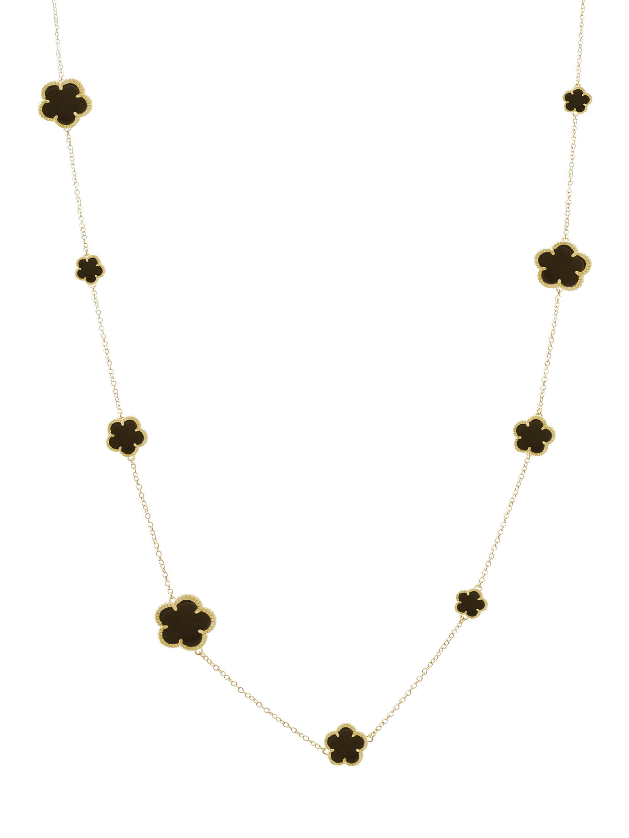 Click here for Jankuo Womens Flower 14K Goldplated & Onyx Double... prices