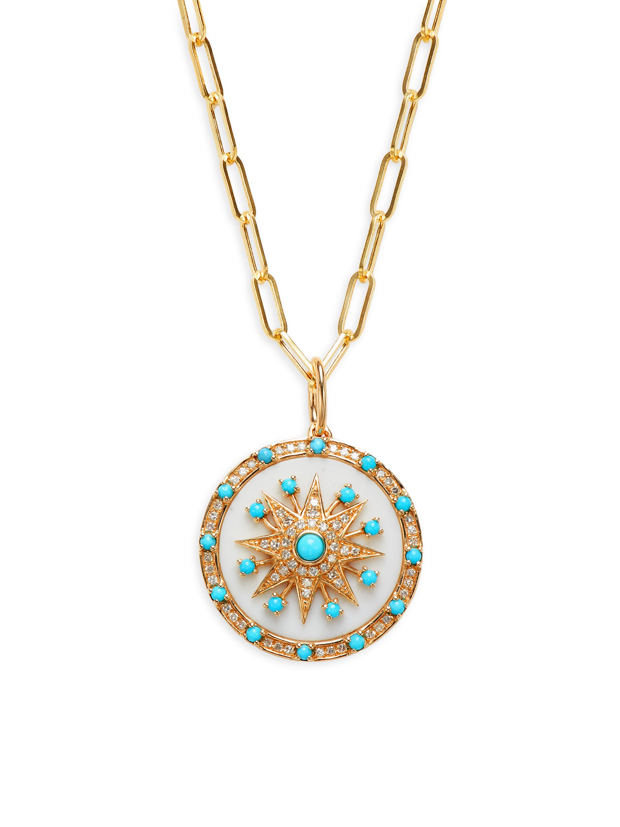 Click here for Effy Womens 14K Yellow Gold  Turquoise  Agate & 0.... prices