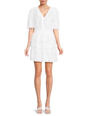 Walter Baker Larisse Eyelet Embroidered Tiered Mini Dress on SALE ...