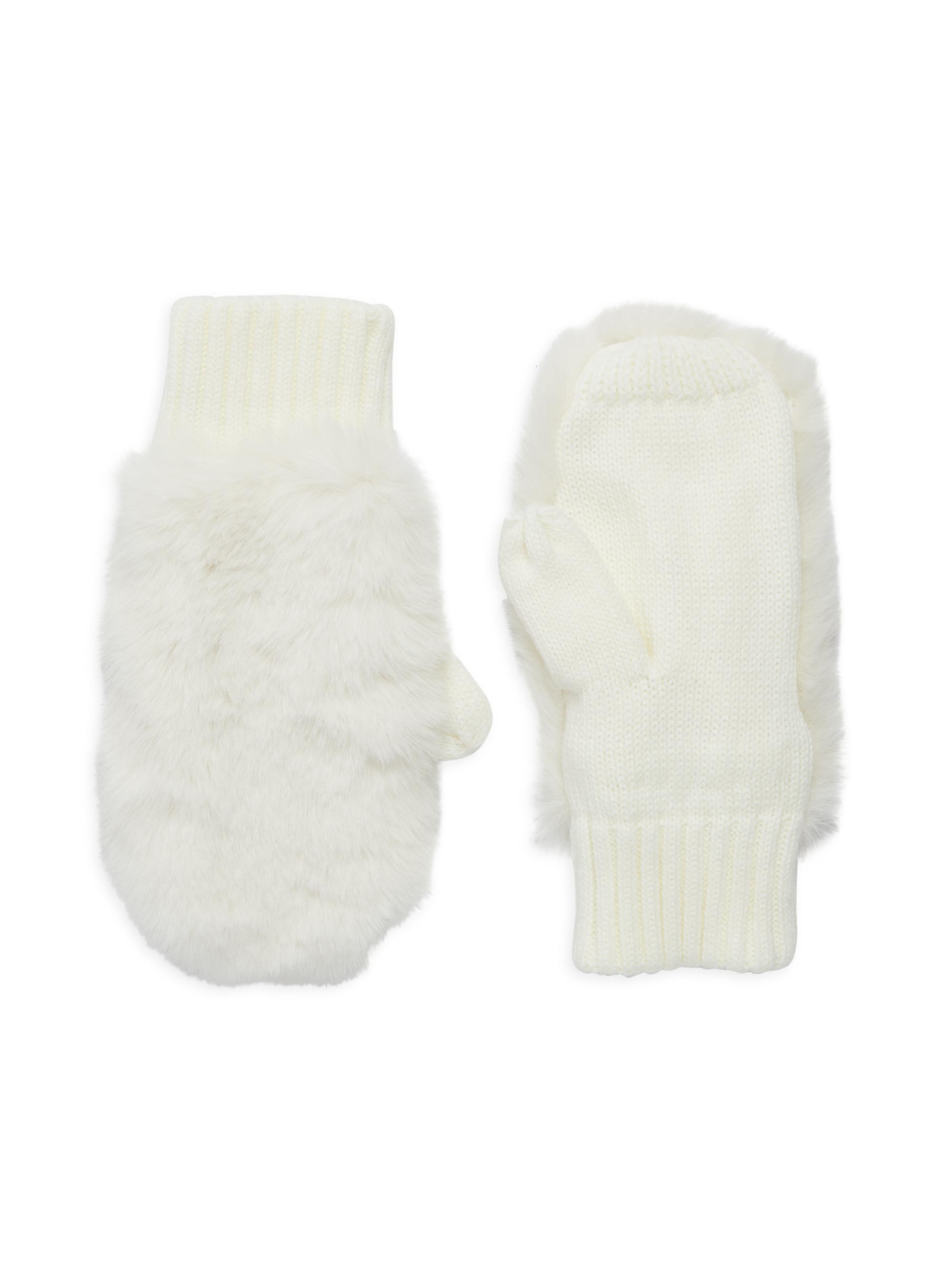 Click here for Saks Fifth Avenue Womens Faux Fur Mittens - Ivory prices