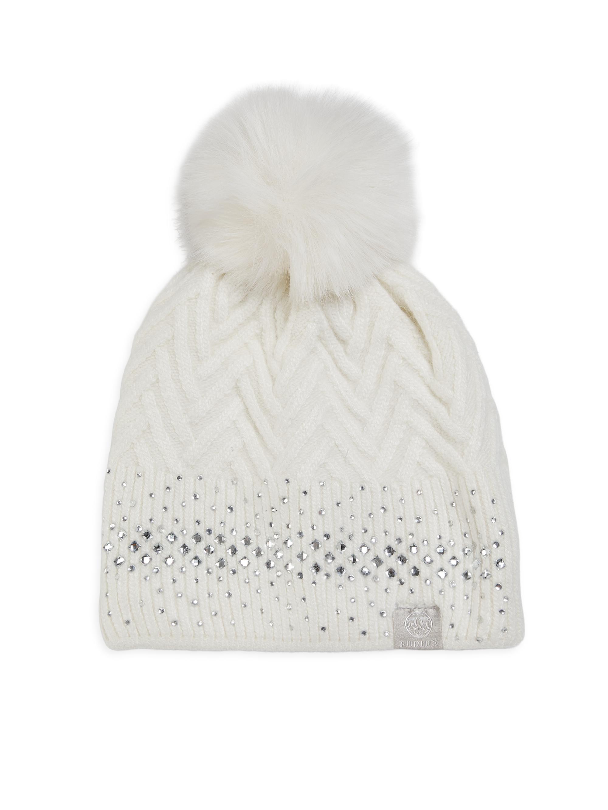 Click here for Furlux Womens Faux Fur Trim Wool & Cashmere Beanie... prices