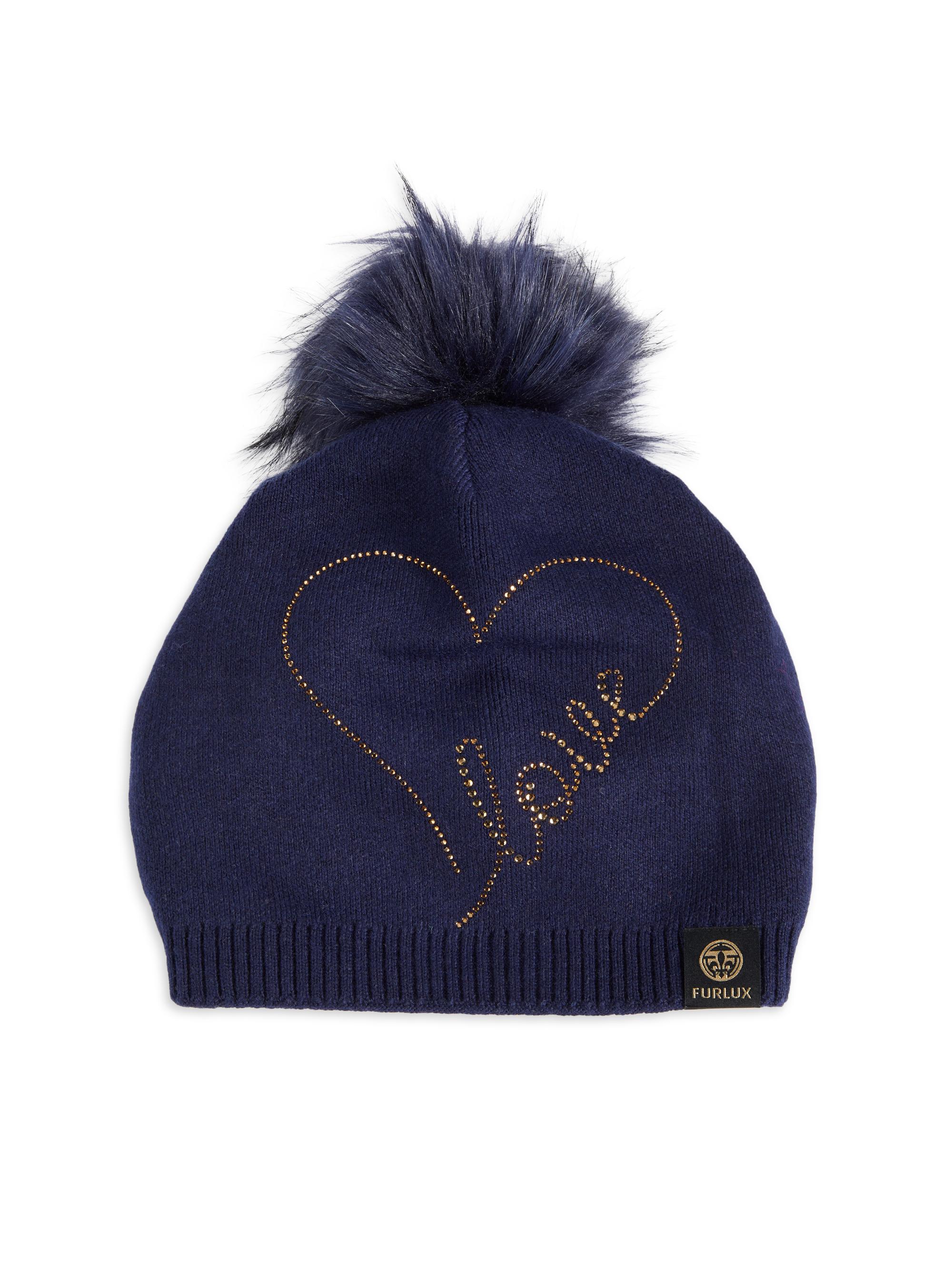 Click here for Furlux Womens Faux Fur Pom Love Cashmere Blend Bea... prices