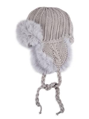 Surell Faux Fur Cable Knit Trapper Hat on SALE | Saks OFF 5TH