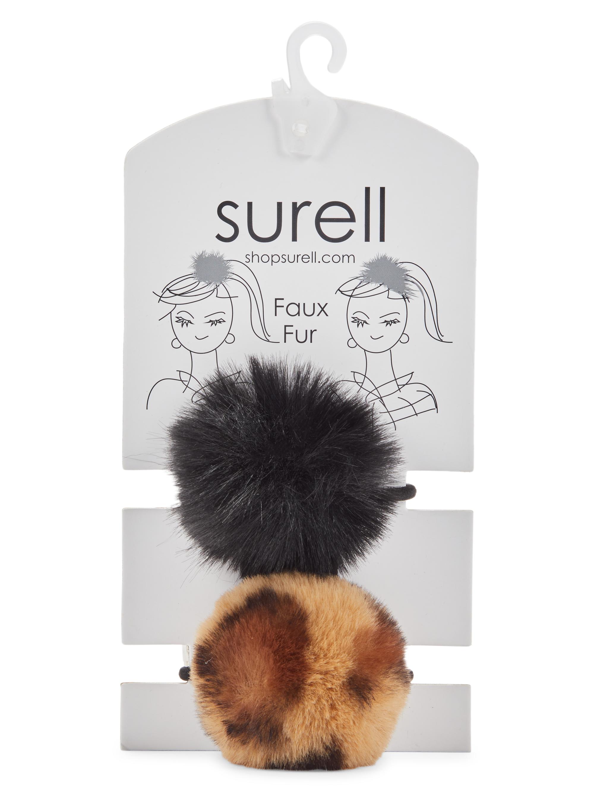 Click here for Surell Womens 2-Piece Faux Fur Pom Pom Hair Tie Se... prices