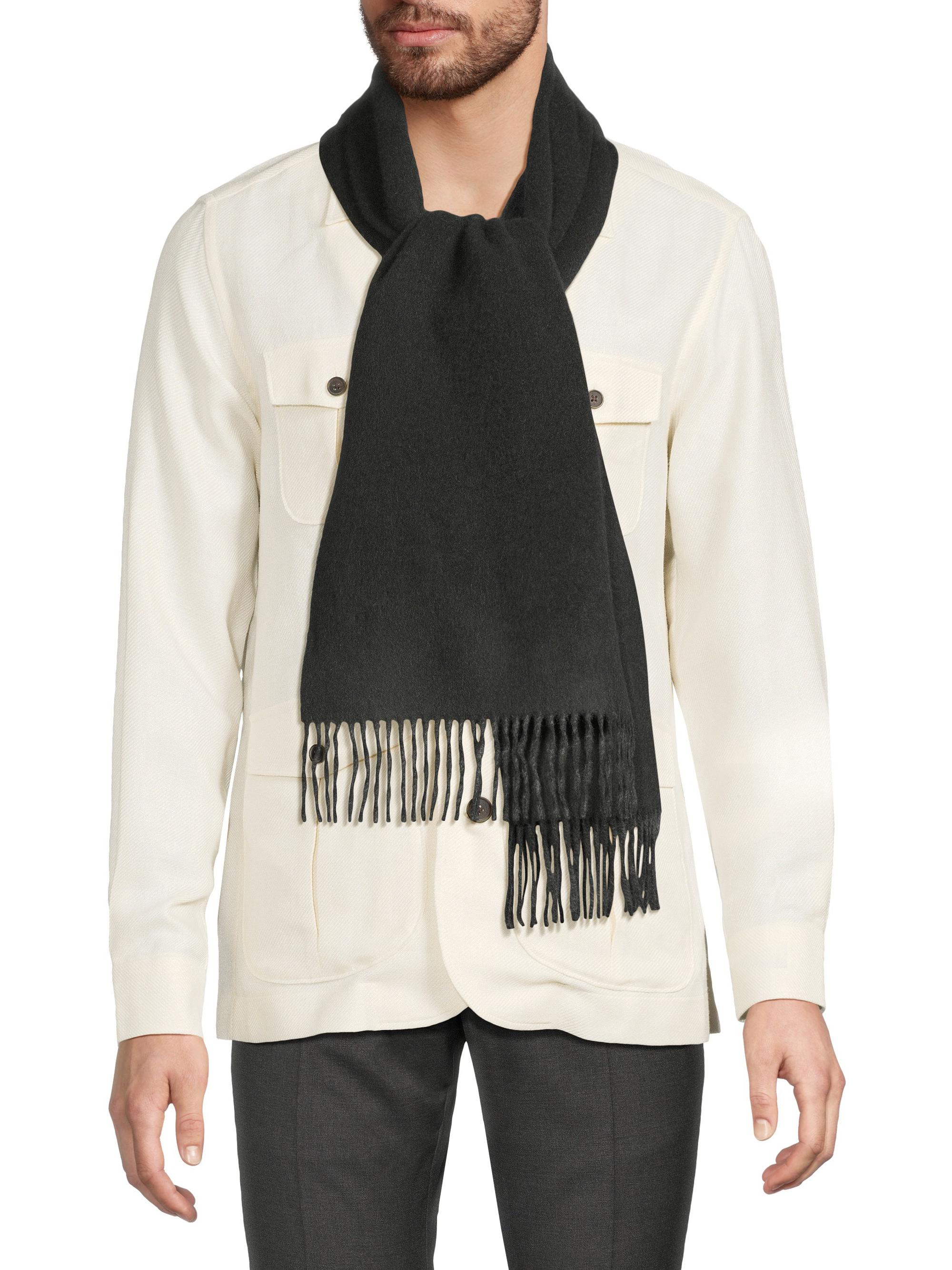 Click here for Saks Fifth Avenue Mens Double Face Wool Blend Frin... prices