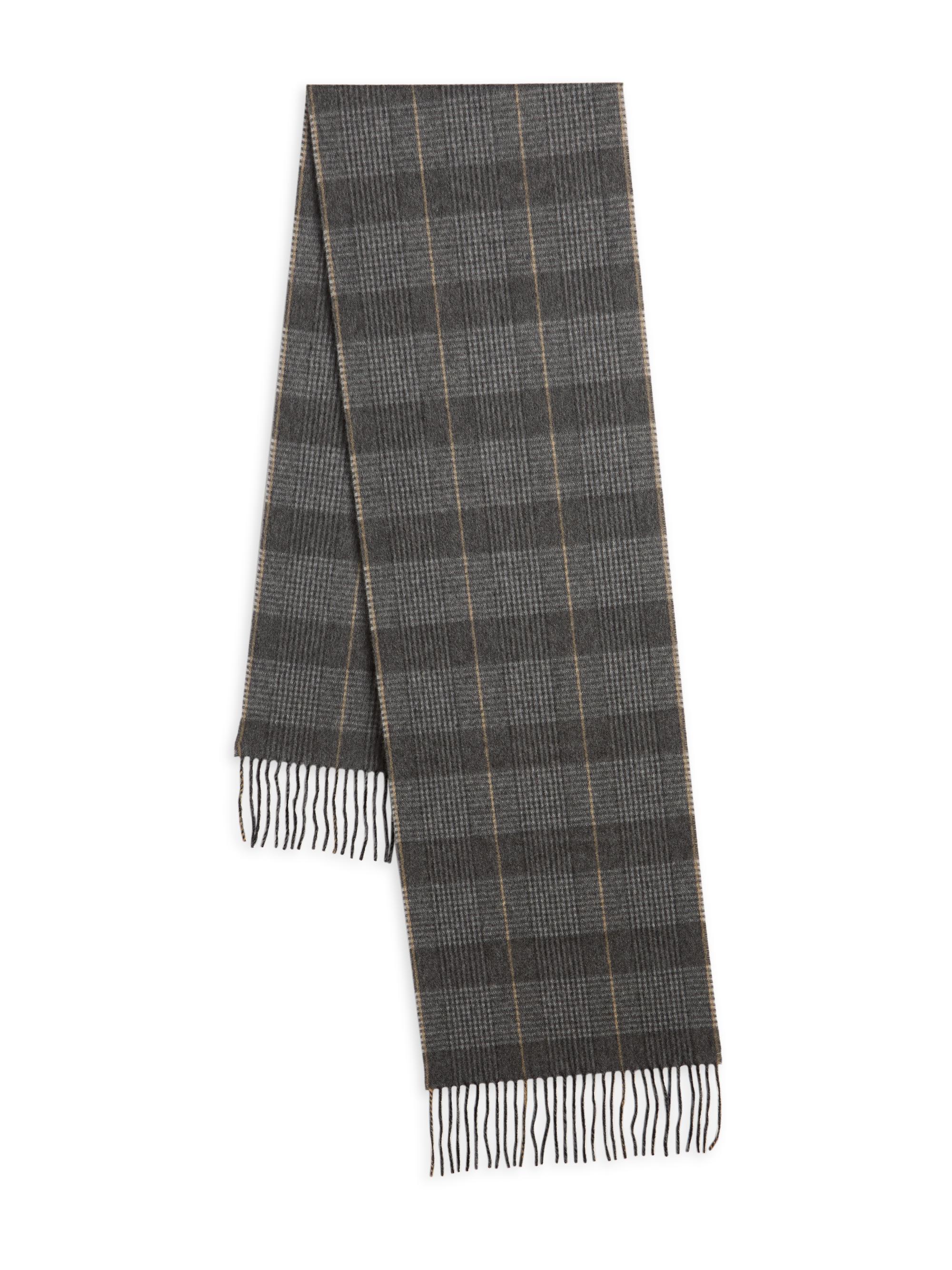 Click here for Saks Fifth Avenue Mens Plaid Cashmere Scarf - Grey prices