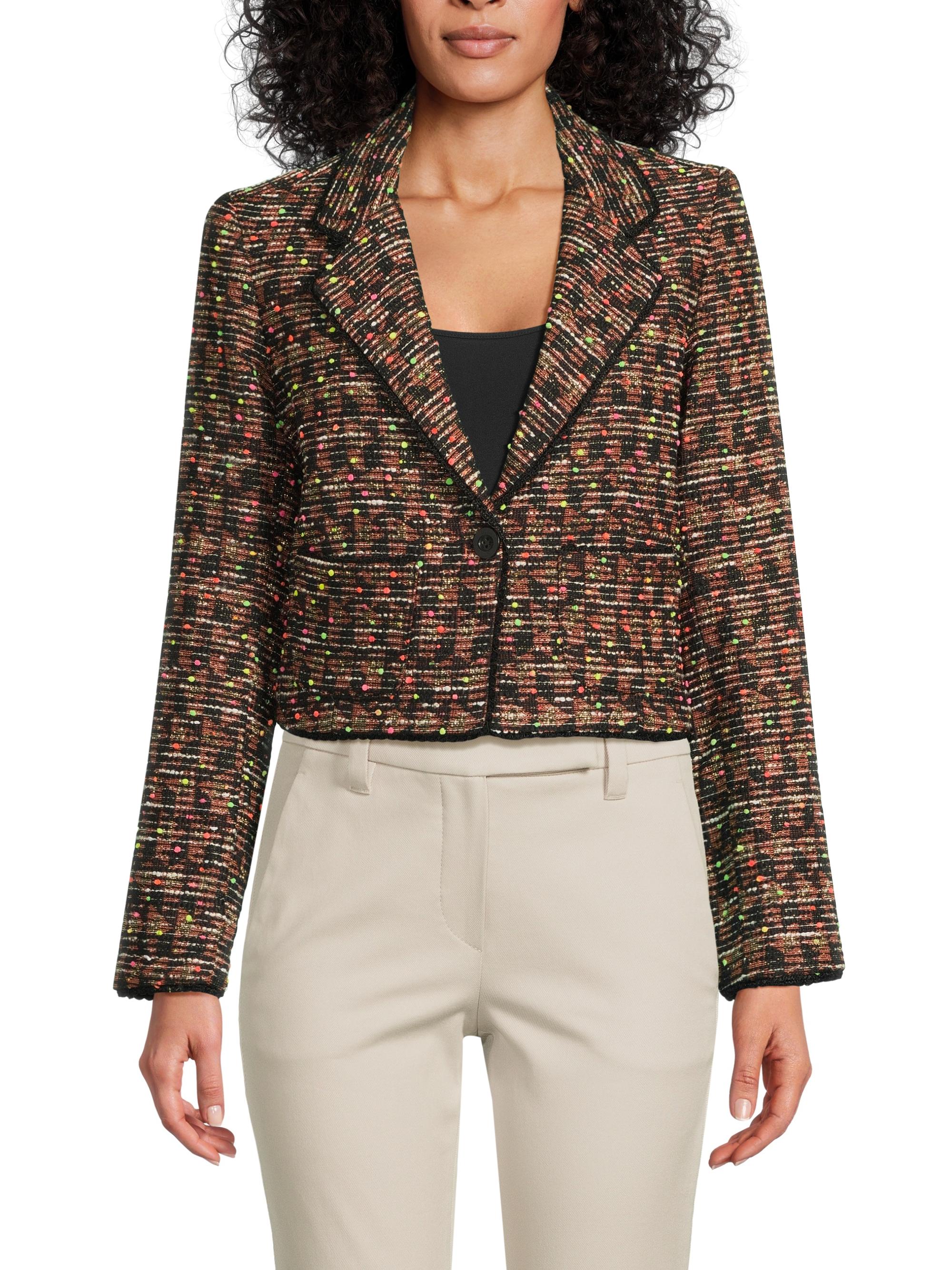 Click here for Le Superbe Womens Lennon Tweed Cropped Jacket - Bl... prices