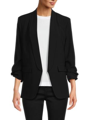 Click here for Renee C. Womens Ruched Sleeve Solid Blazer - Black... prices