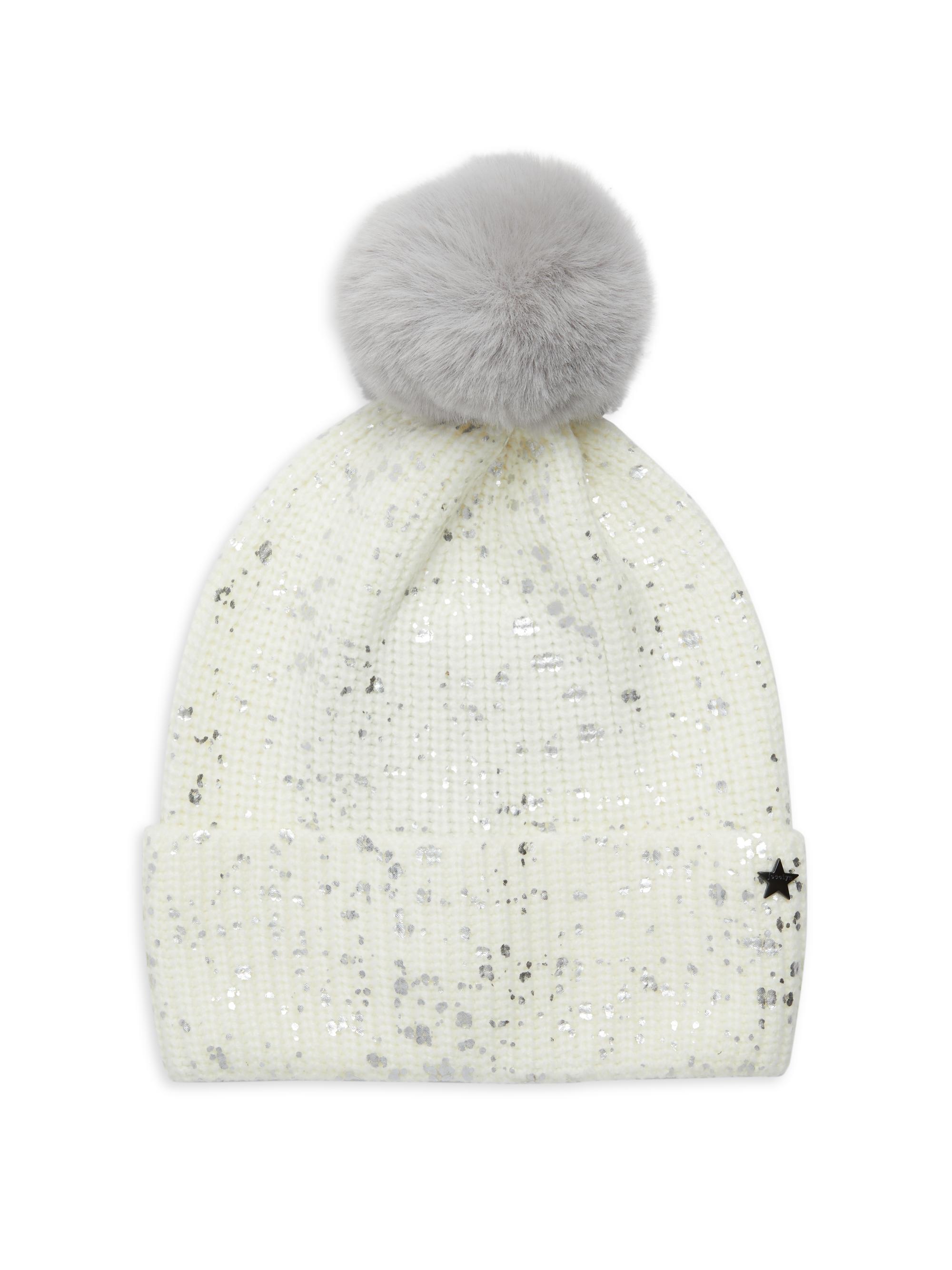 Click here for Jocelyn Womens Splatter Paint Faux Fur Trim Beanie... prices
