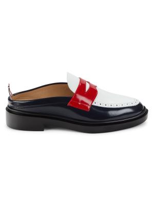 Thom Browne Colorblock Patent Leather Penny Mules on SALE | Saks OFF 5TH