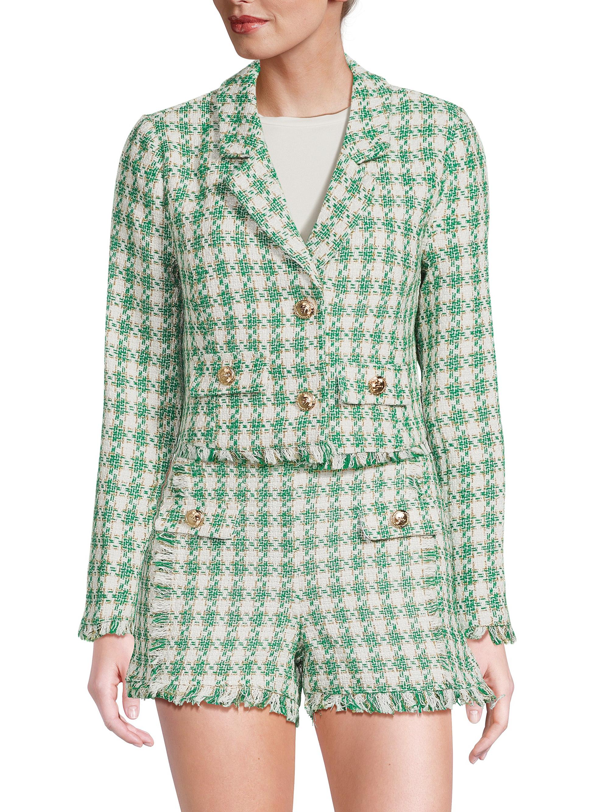 Click here for Walter Baker Womens Lyona Tweed Cropped Blazer - L... prices