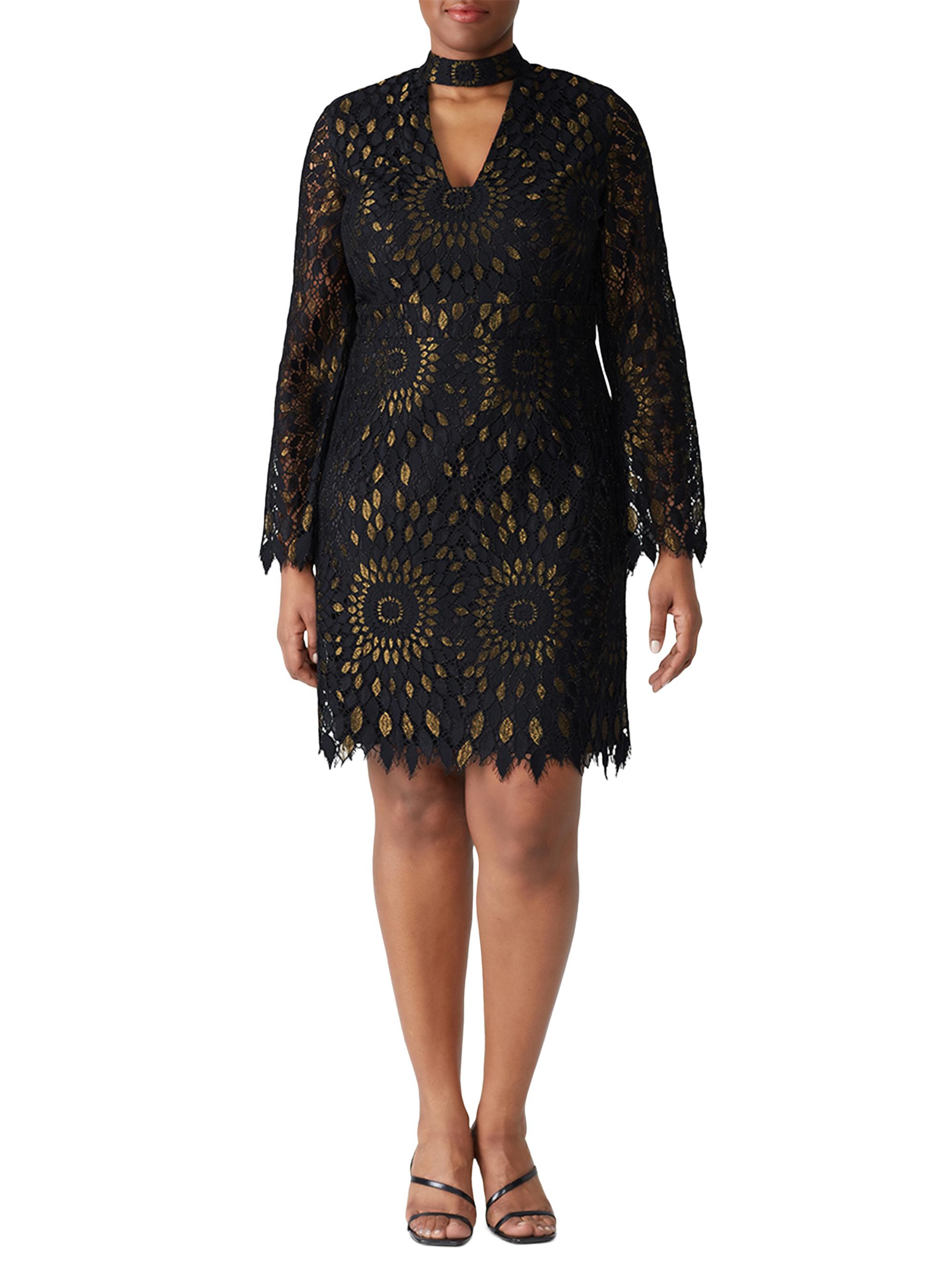 Click here for Trina Turk Womens Central Lace Shift Dress - Black... prices