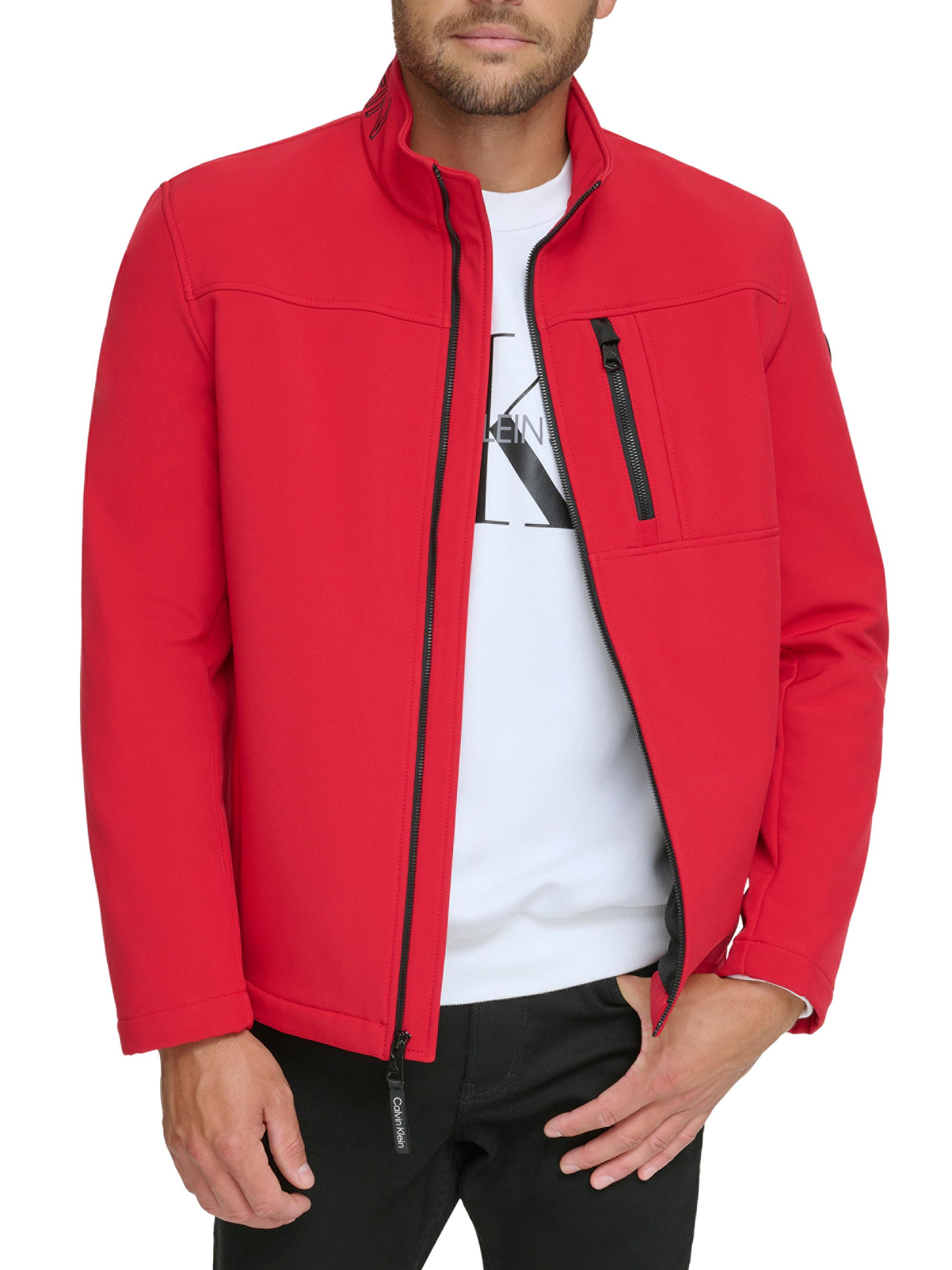 Calvin Klein Mens Infinite Stretch Soft Shell Jacket - Deep Red