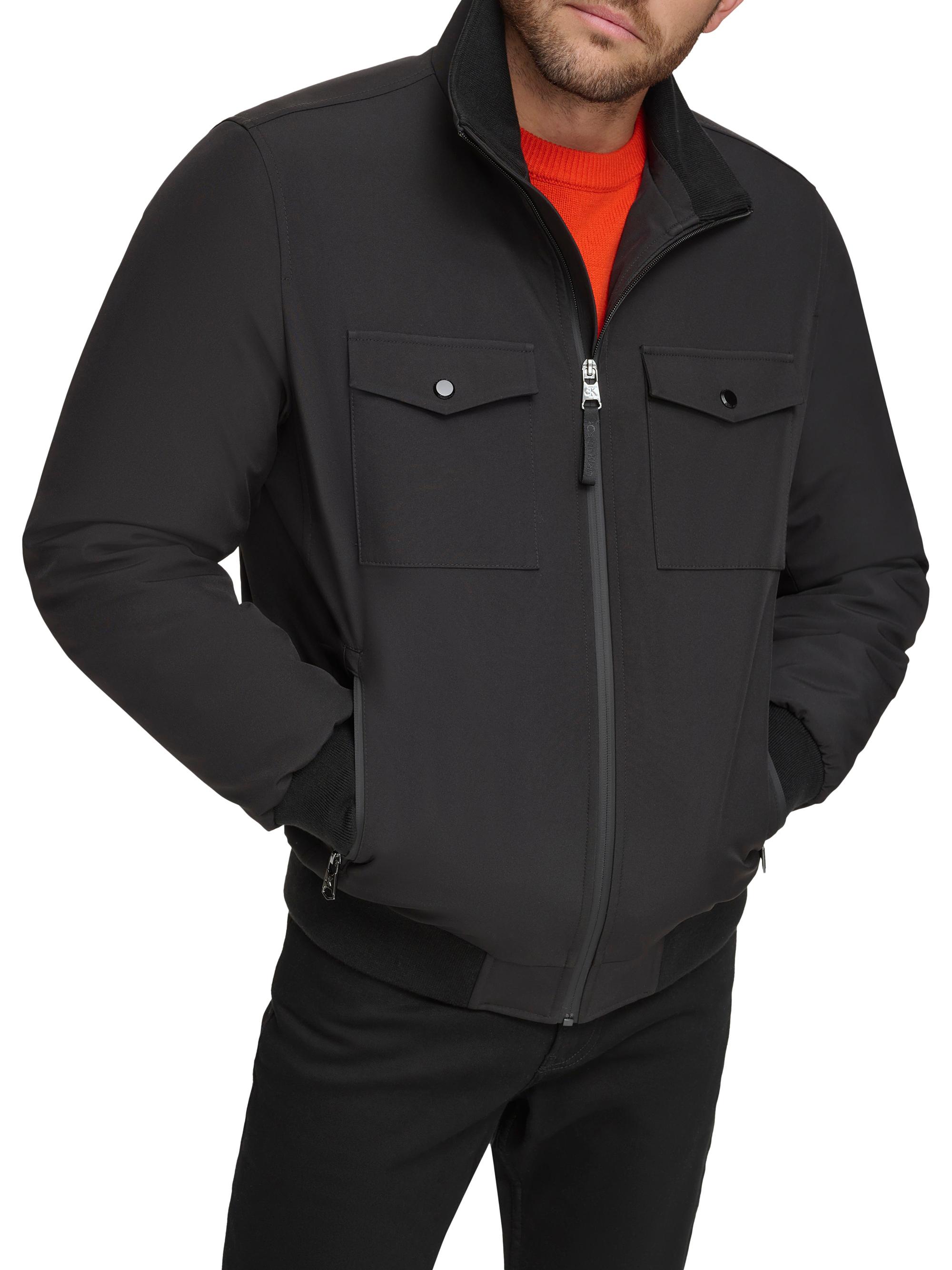 Click here for Calvin Klein Mens Flextech Solid Bomber Jacket - B... prices