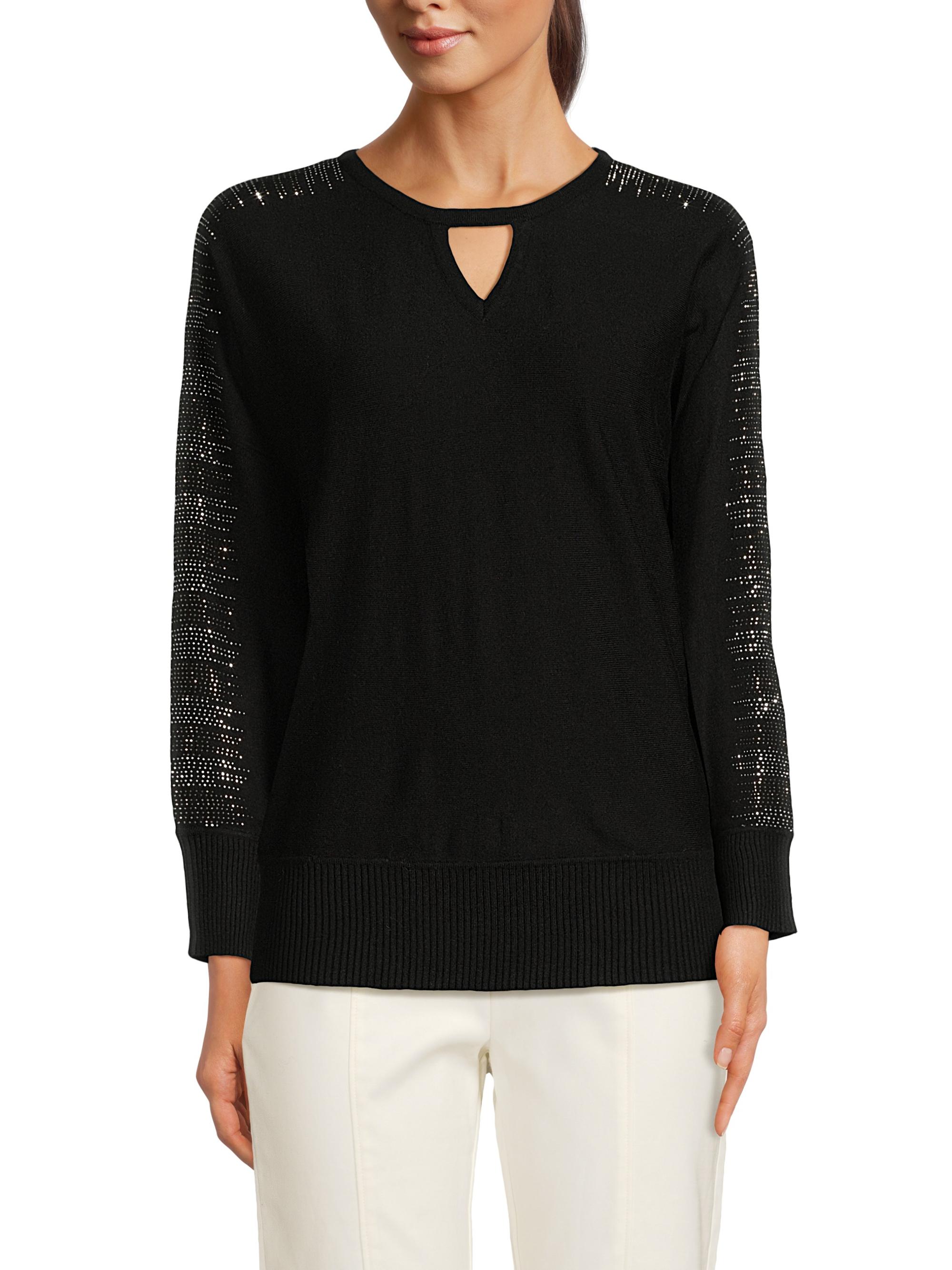 Click here for Joseph A Womens Embellished Trim Cutout Sweater -... prices