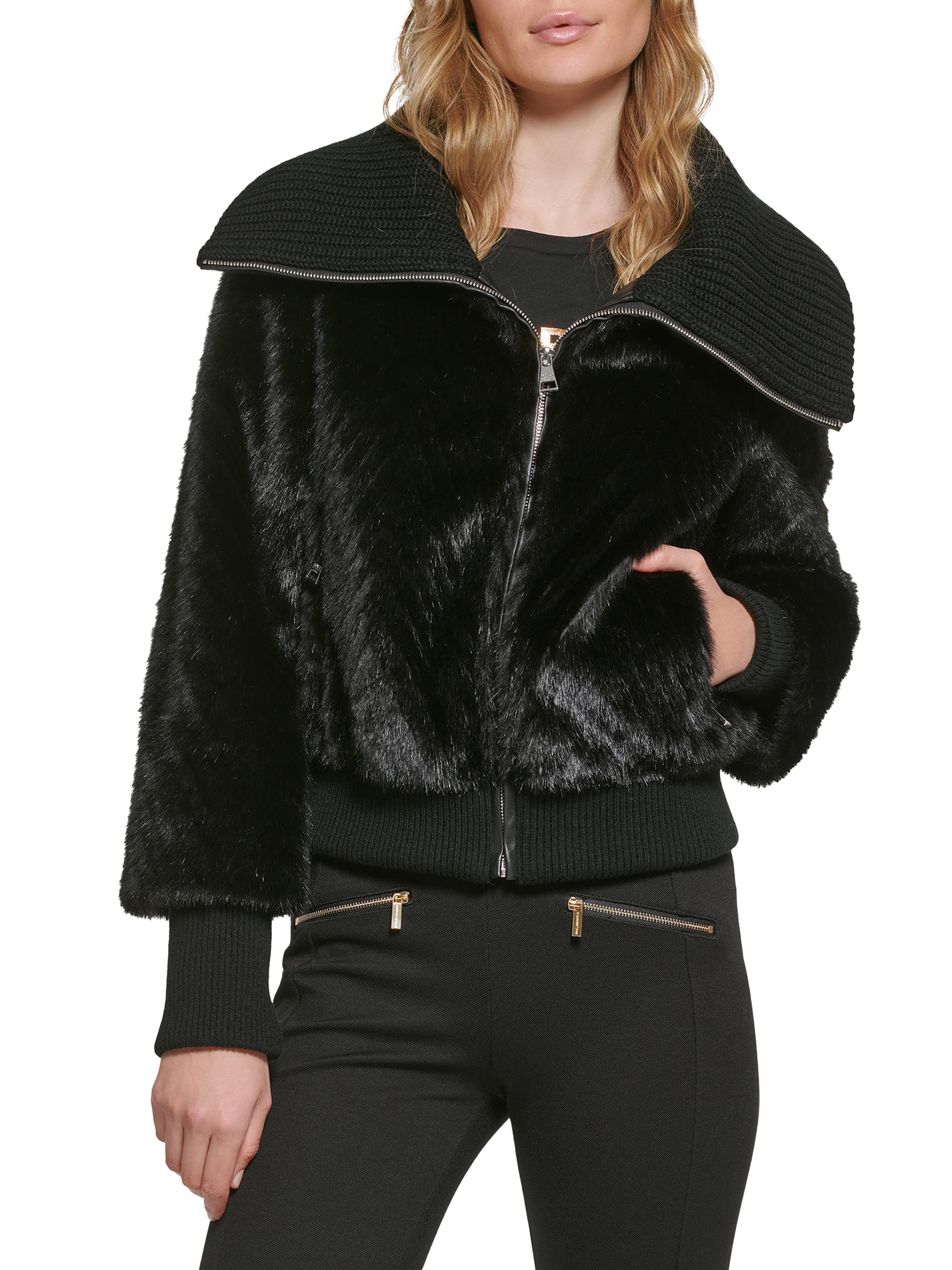 Click here for Karl Lagerfeld Paris Womens Funnel Neck Faux Fur B... prices