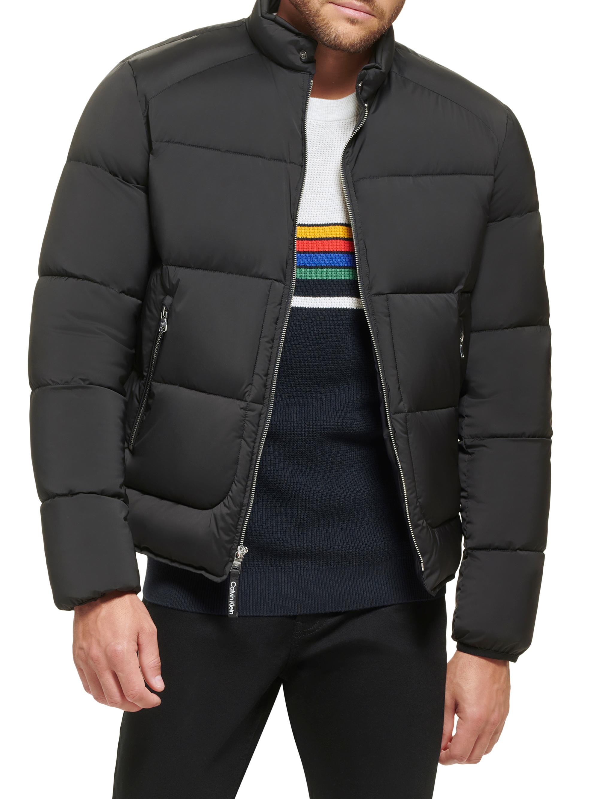 Click here for Calvin Klein Mens Moto Puffer Jacket - Black - Siz... prices