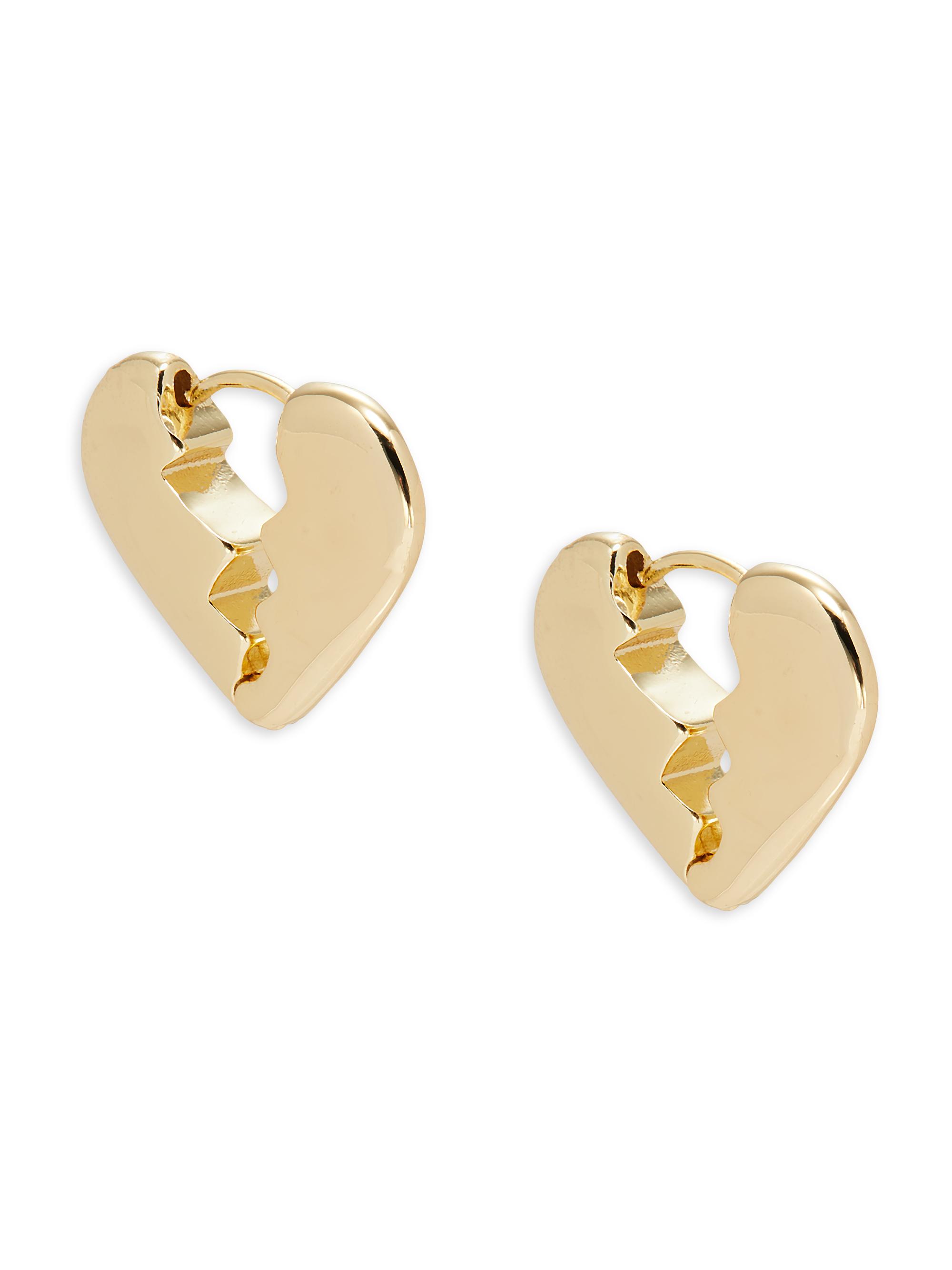 Click here for Luv AJ Womens Goldtone Broken Heart Huggie Earring... prices