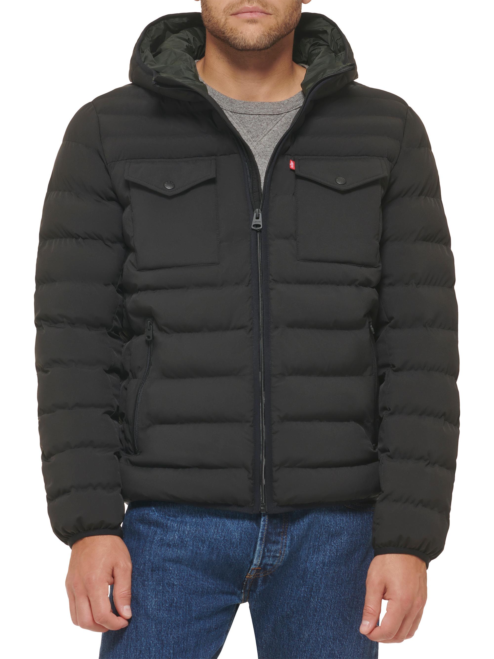 Click here for Levis Mens Stretch Quilted Hooded Puffer Jacket -... prices