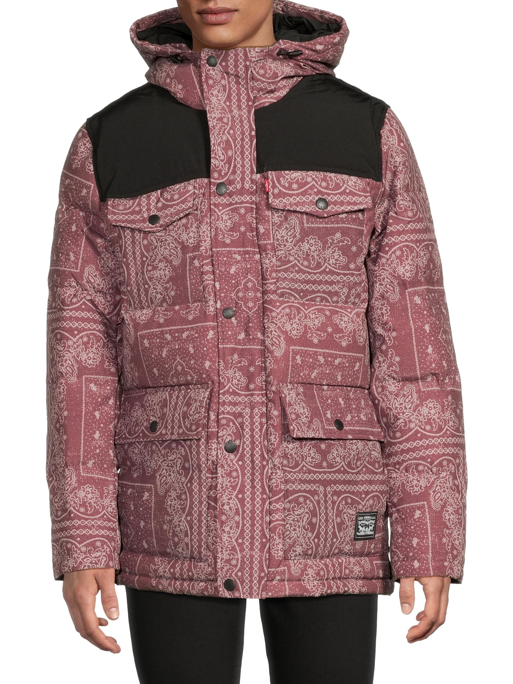 Click here for Levis Mens Bandana Print Puffer Anorak - Red Banda... prices