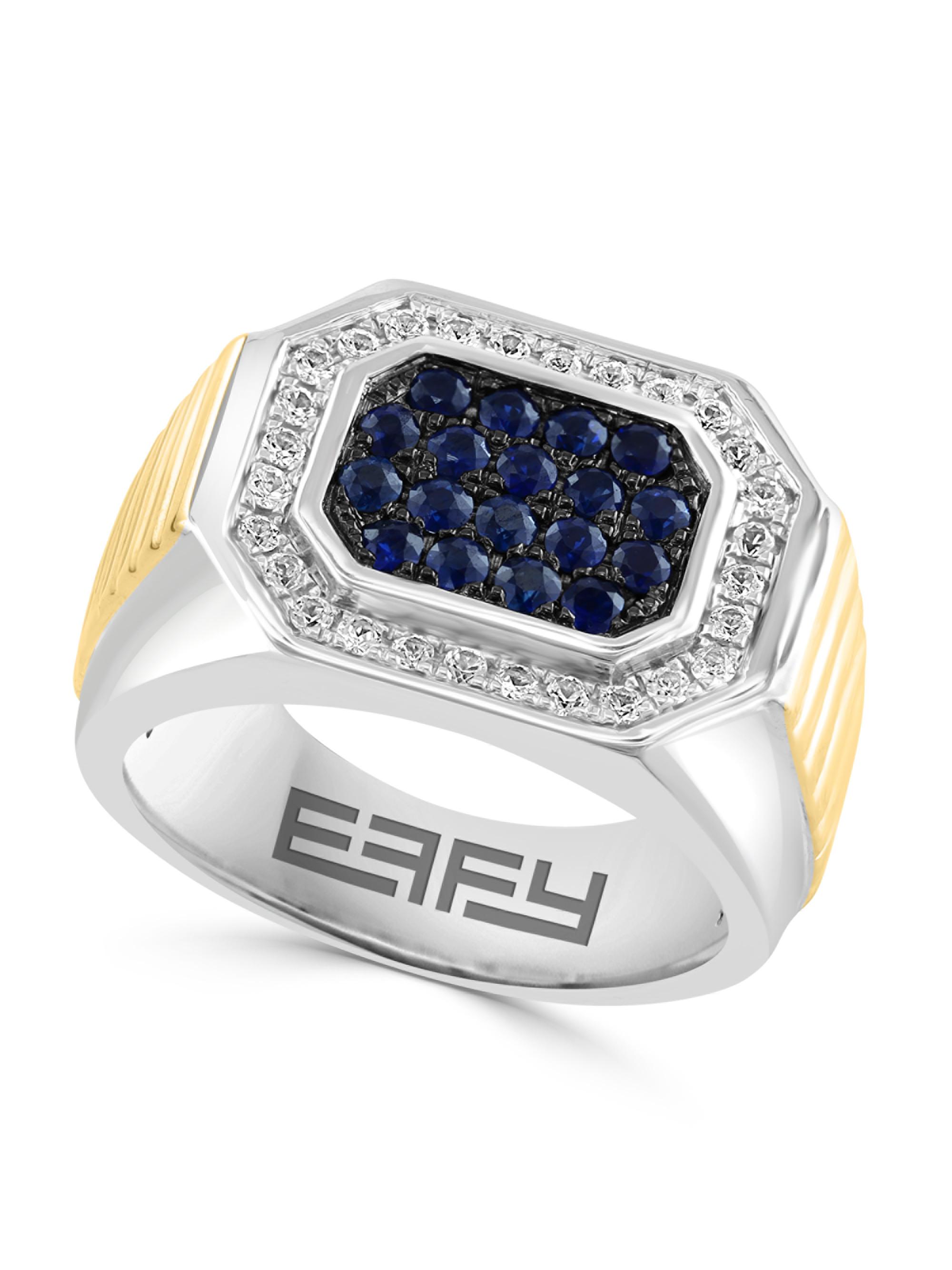Click here for Effy Mens Two Tone Sterling Silver & Sapphire Sign... prices