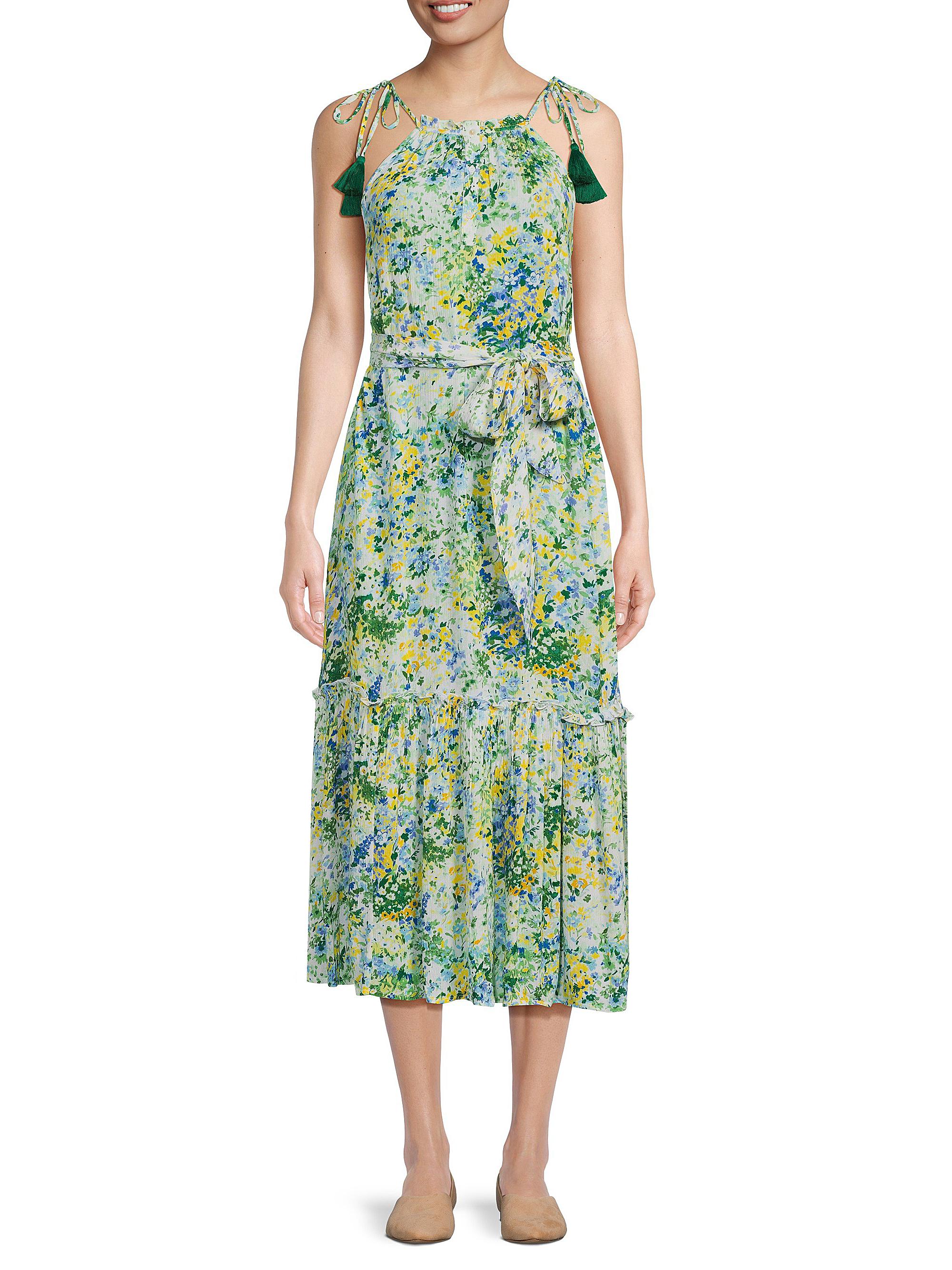 Click here for Celina Moon Womens Floral Tie Shoulder Midi-Dress... prices