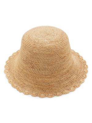 San Diego Hat Company Scallop Raffia Straw Bucket hat on SALE | Saks ...