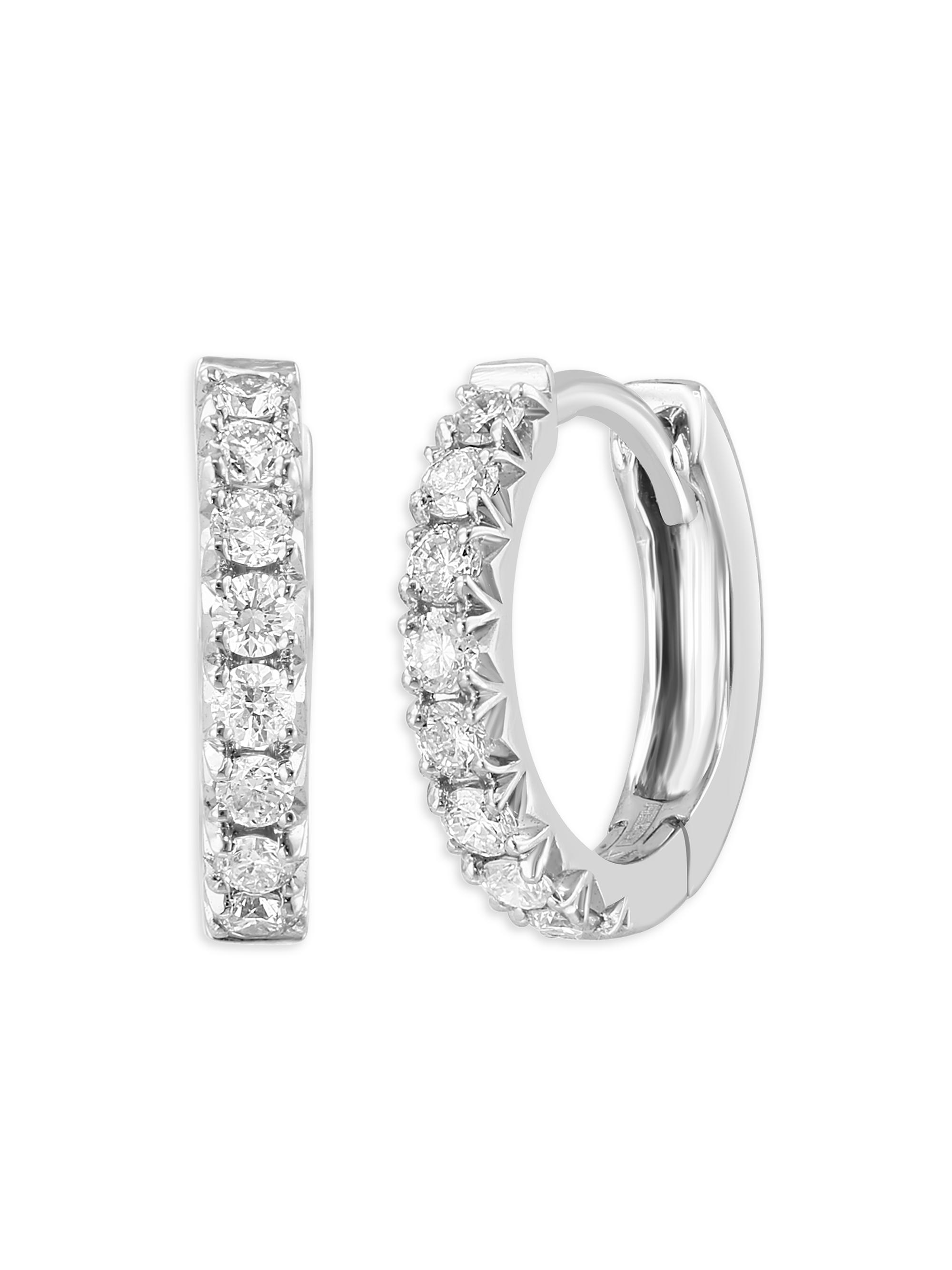 Click here for Effy Womens 14K White Gold 0.31 TCW Diamond Huggie... prices