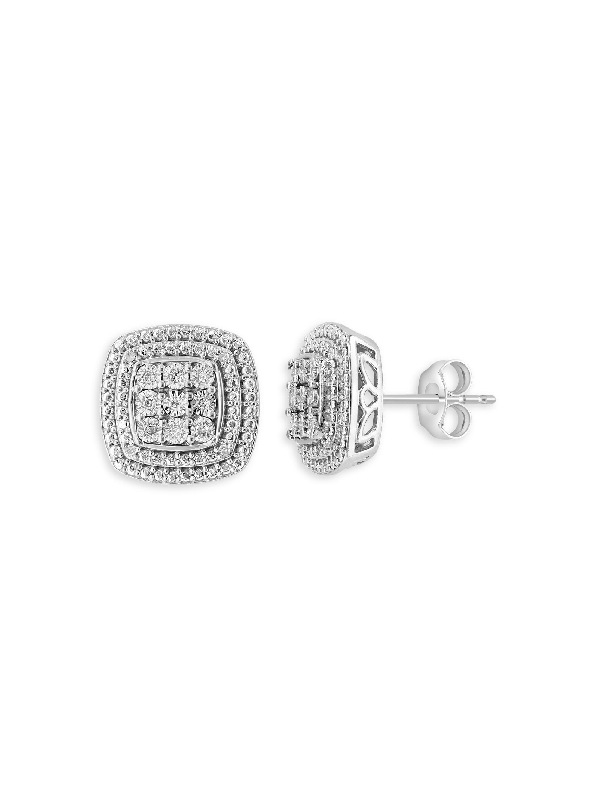 Click here for Effy Womens Sterling Silver & 0.09 TCW Diamond Squ... prices
