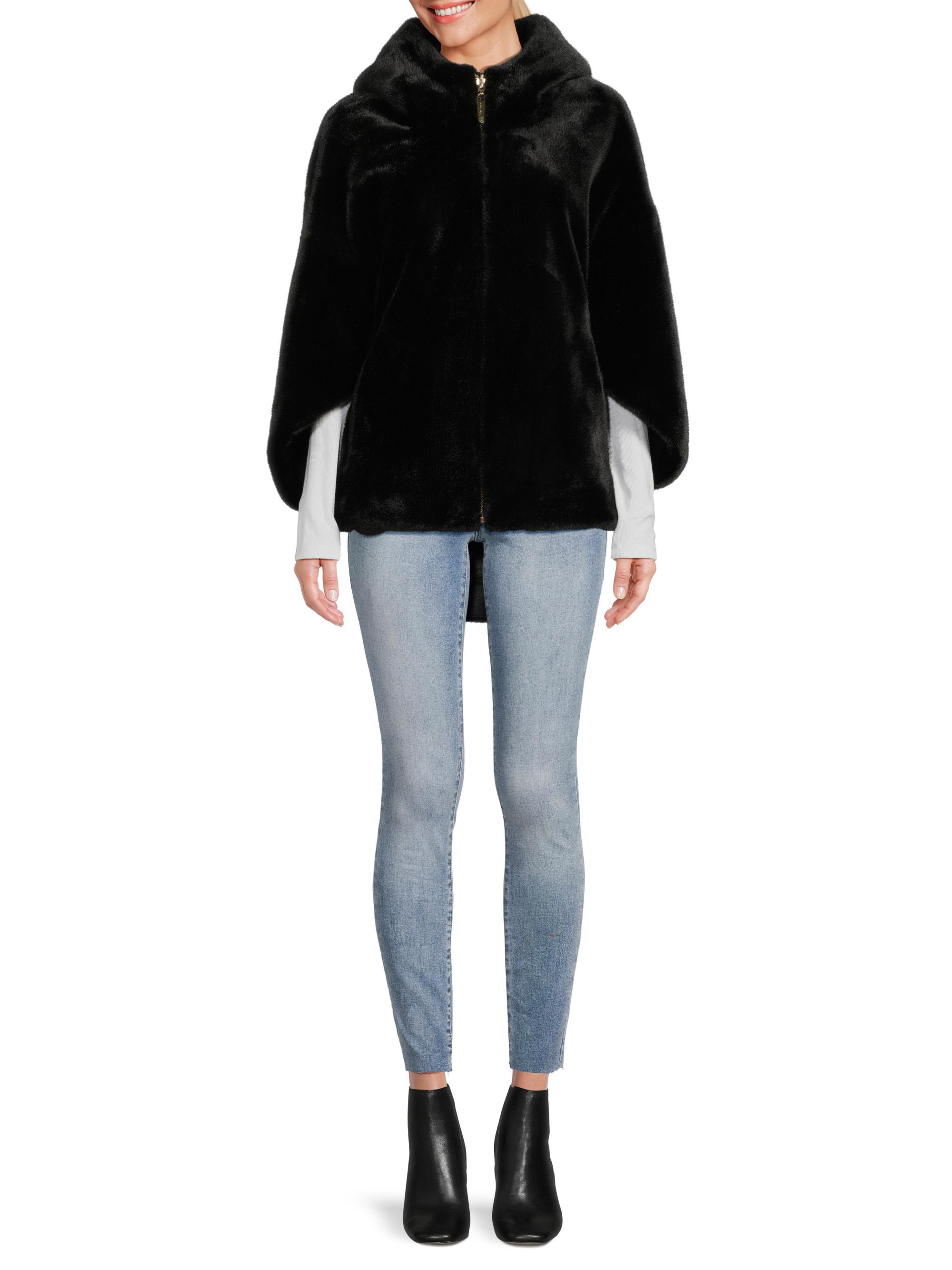 Click here for Belle Fare Womens Reversible Faux-Mink Hooded Cape... prices