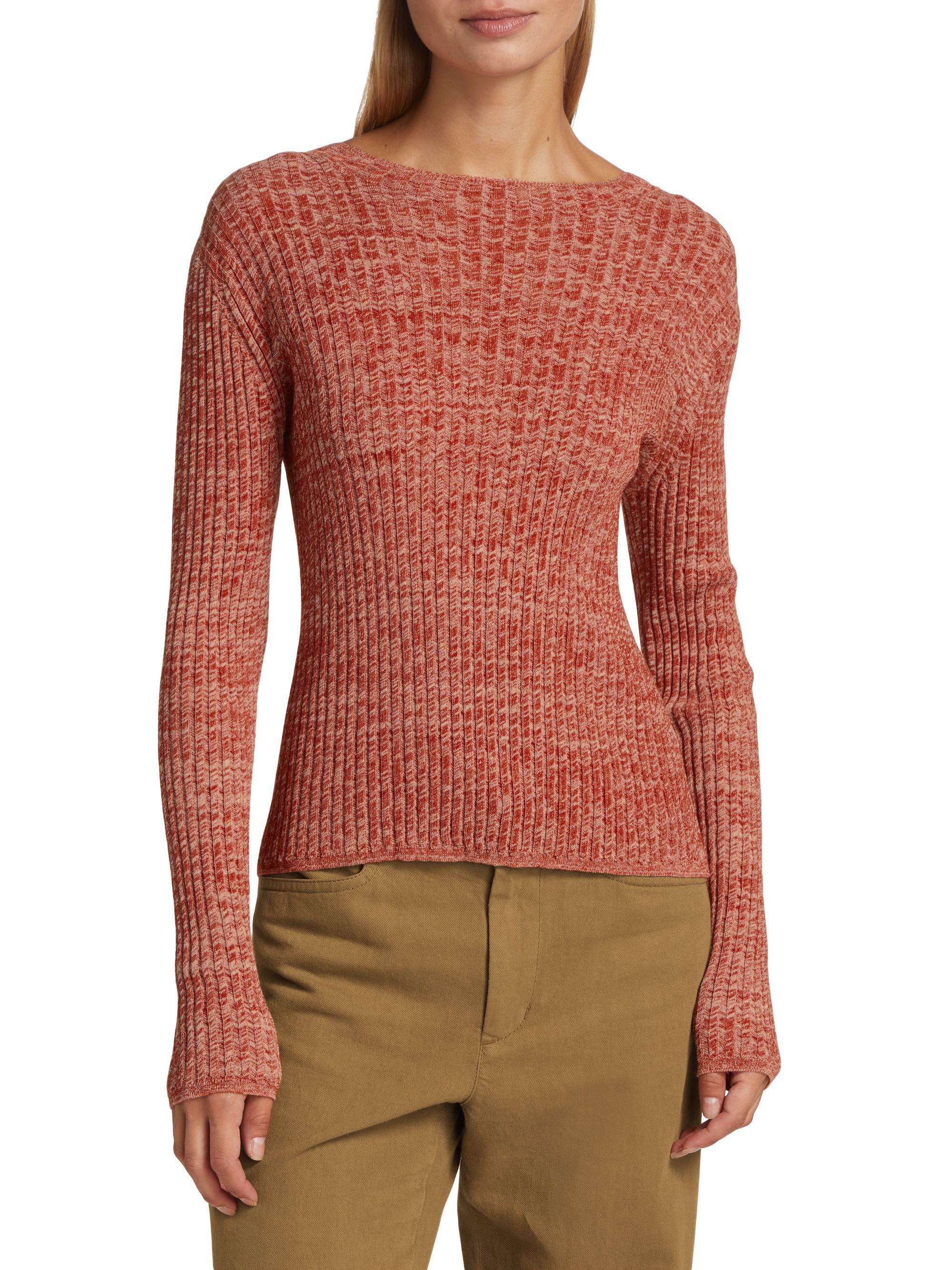 Click here for Vince Womens Heathered Ribbed Sweater - Sangria Of... prices