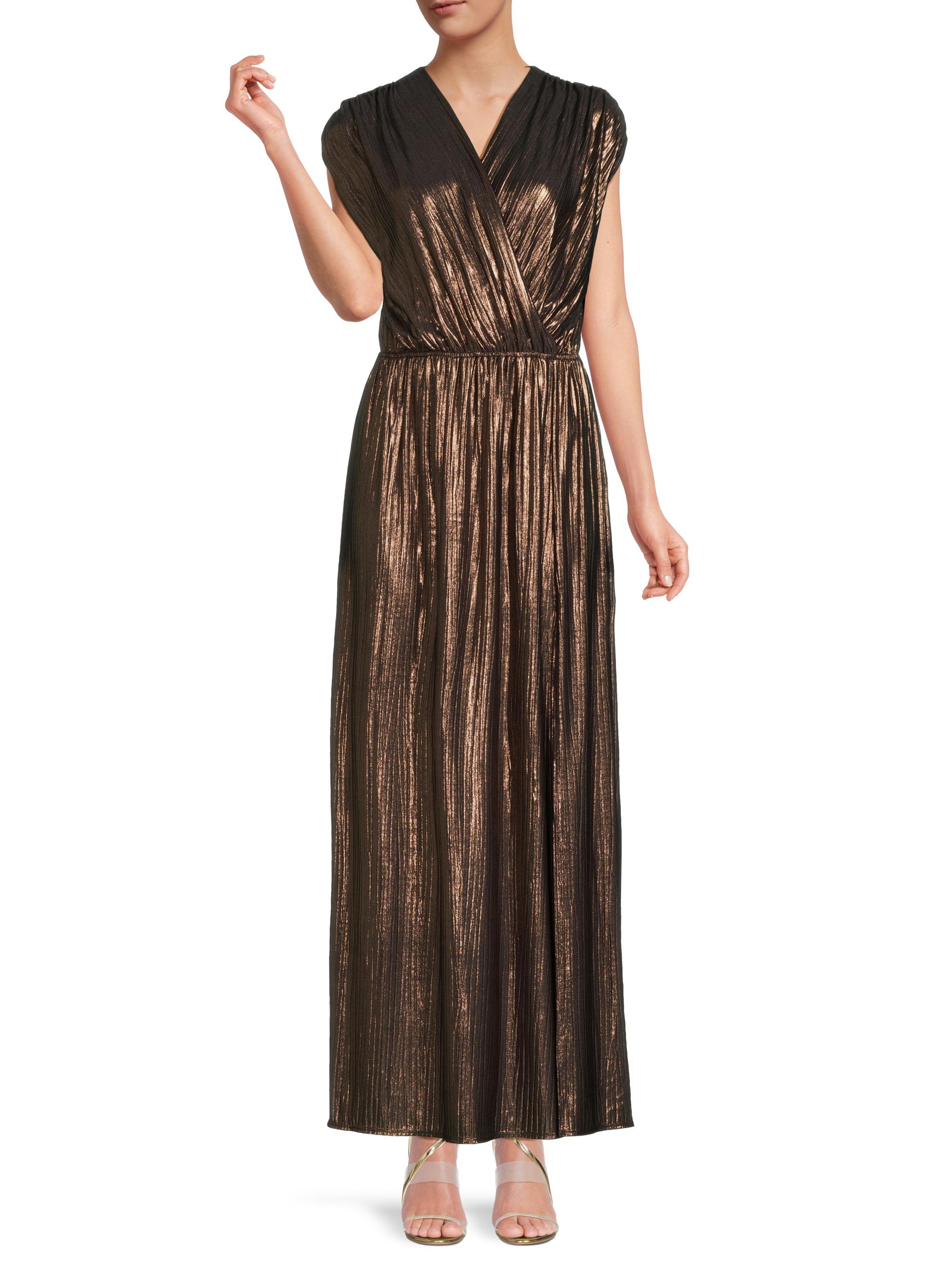 Click here for Renee C. Womens Faux Wrap Metallic Maxi Dress - Br... prices
